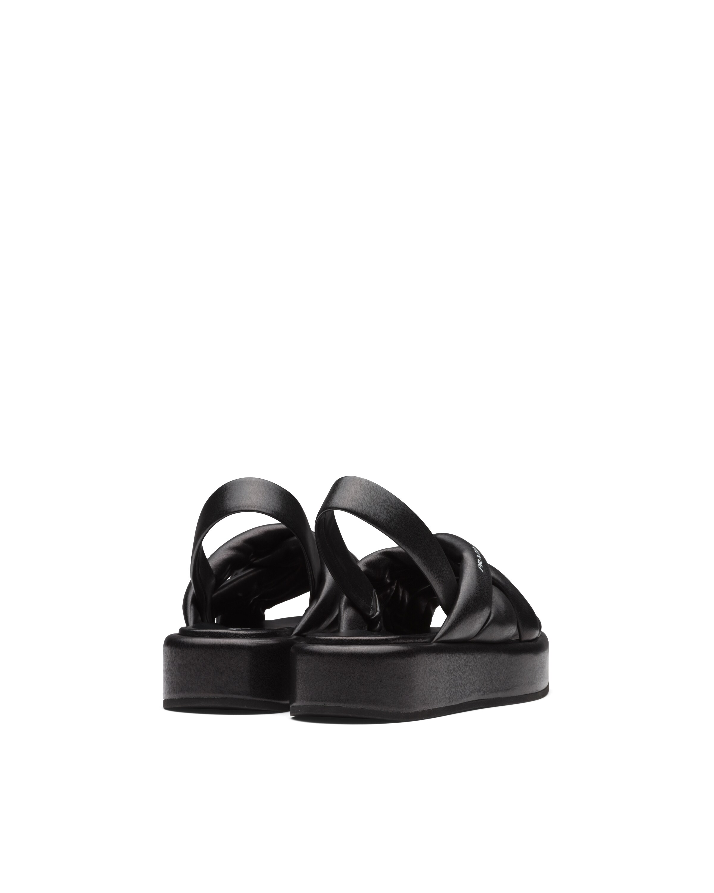Black Nappa leather flatform sandals | Prada
