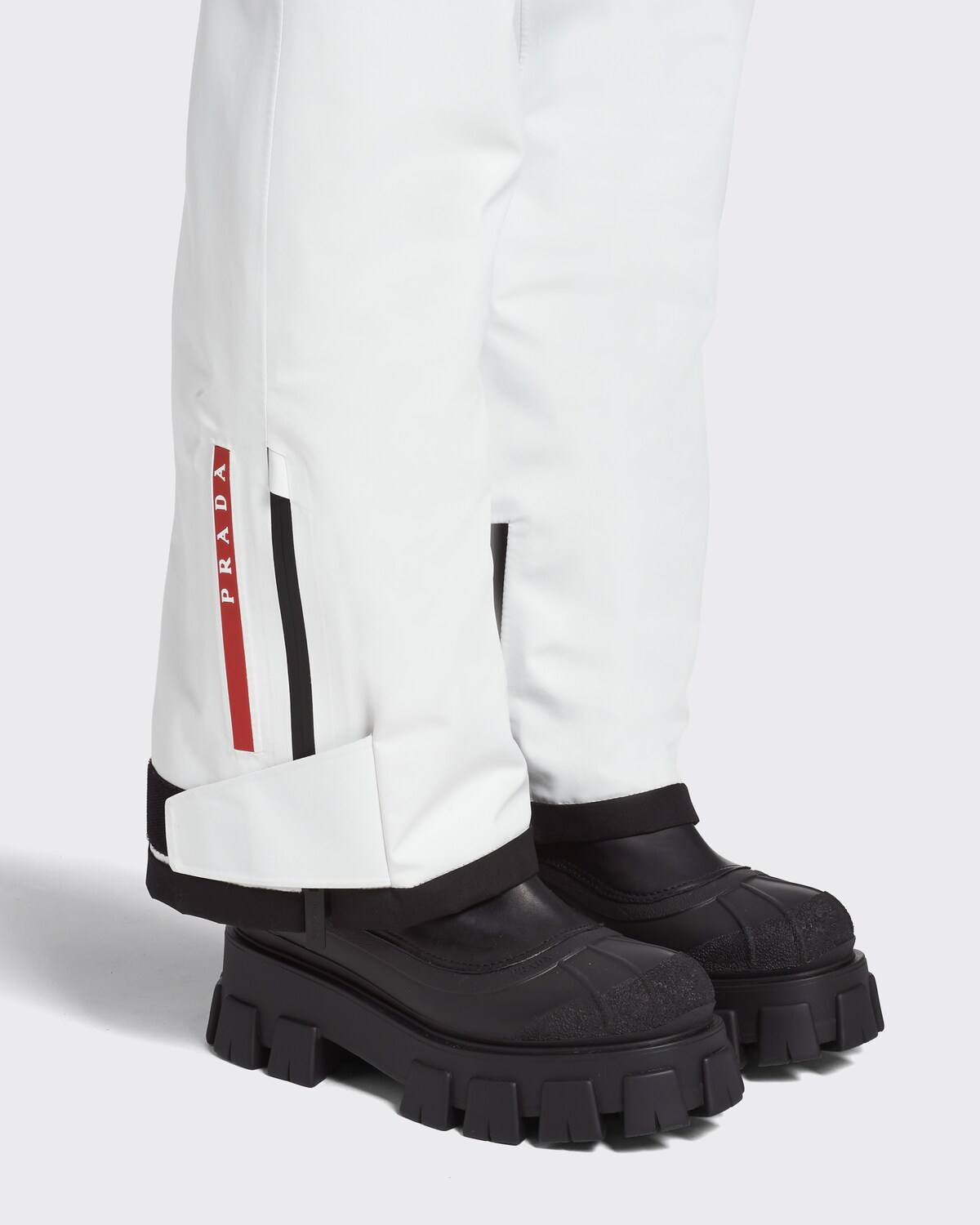 Chalk White Bonded Technical Poplin Ski Pants | PRADA