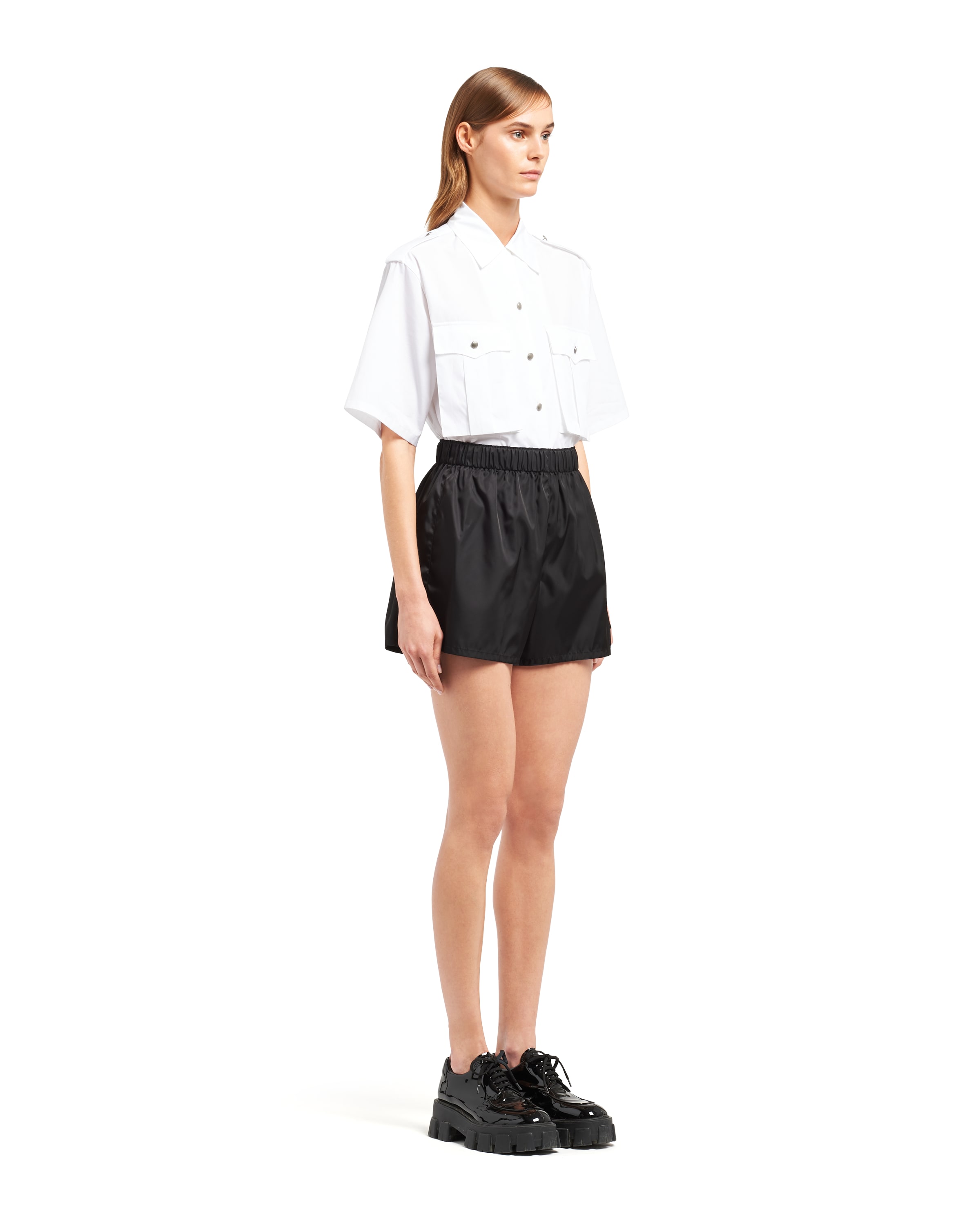 Black Re-Nylon gabardine shorts | Prada