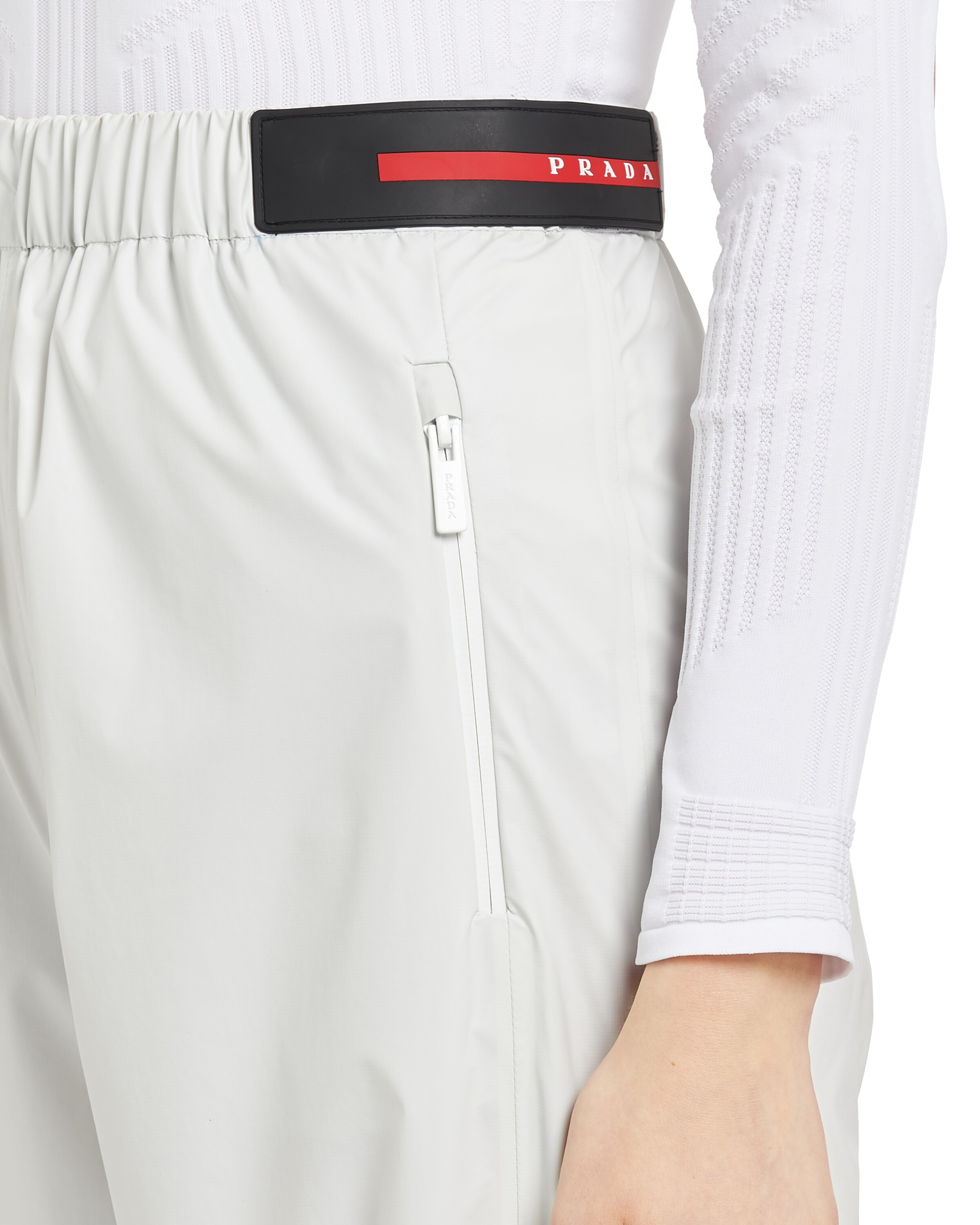 Chalk White Light Nylon wide-leg pants | Prada