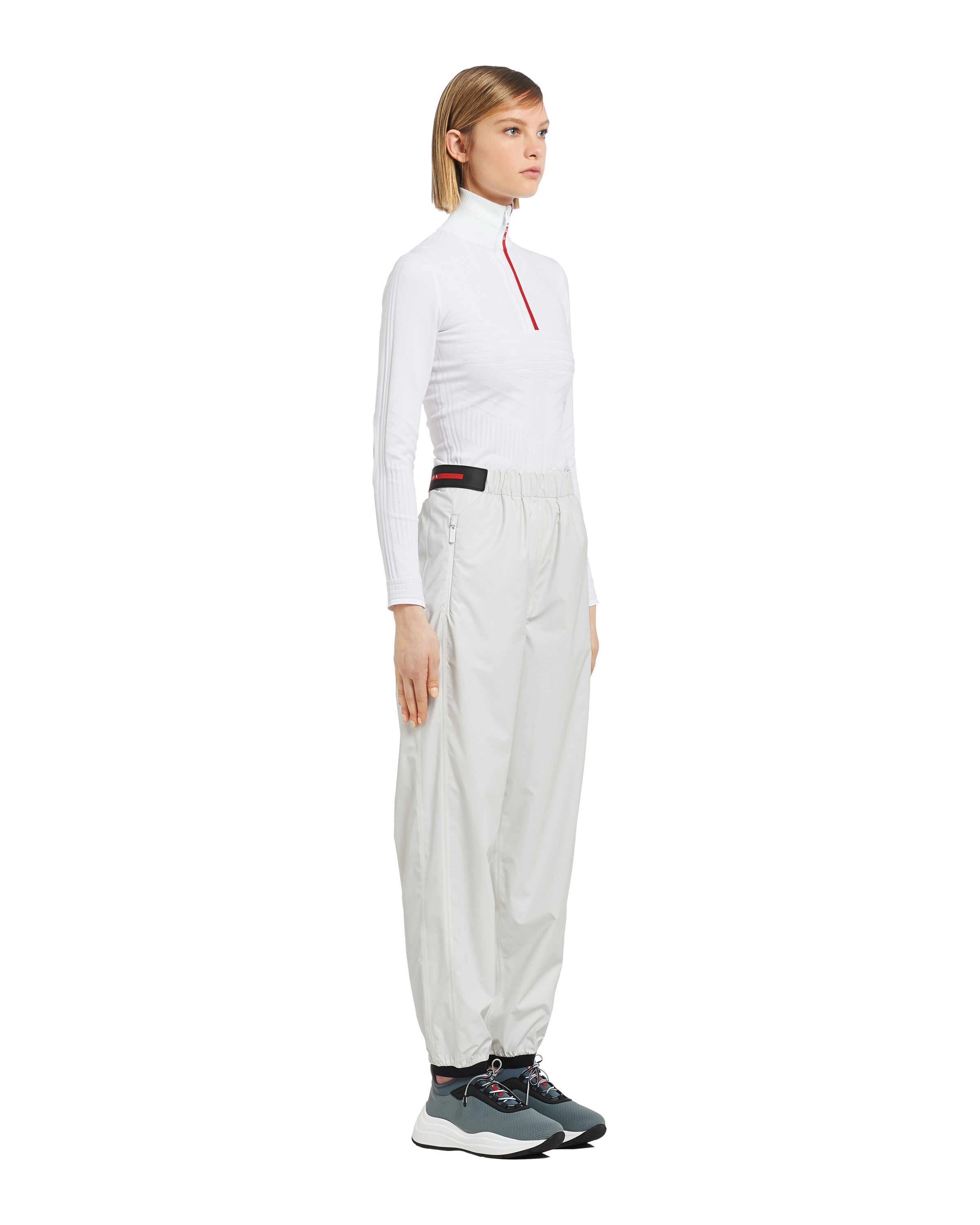 Chalk White Light Nylon wide-leg pants | Prada