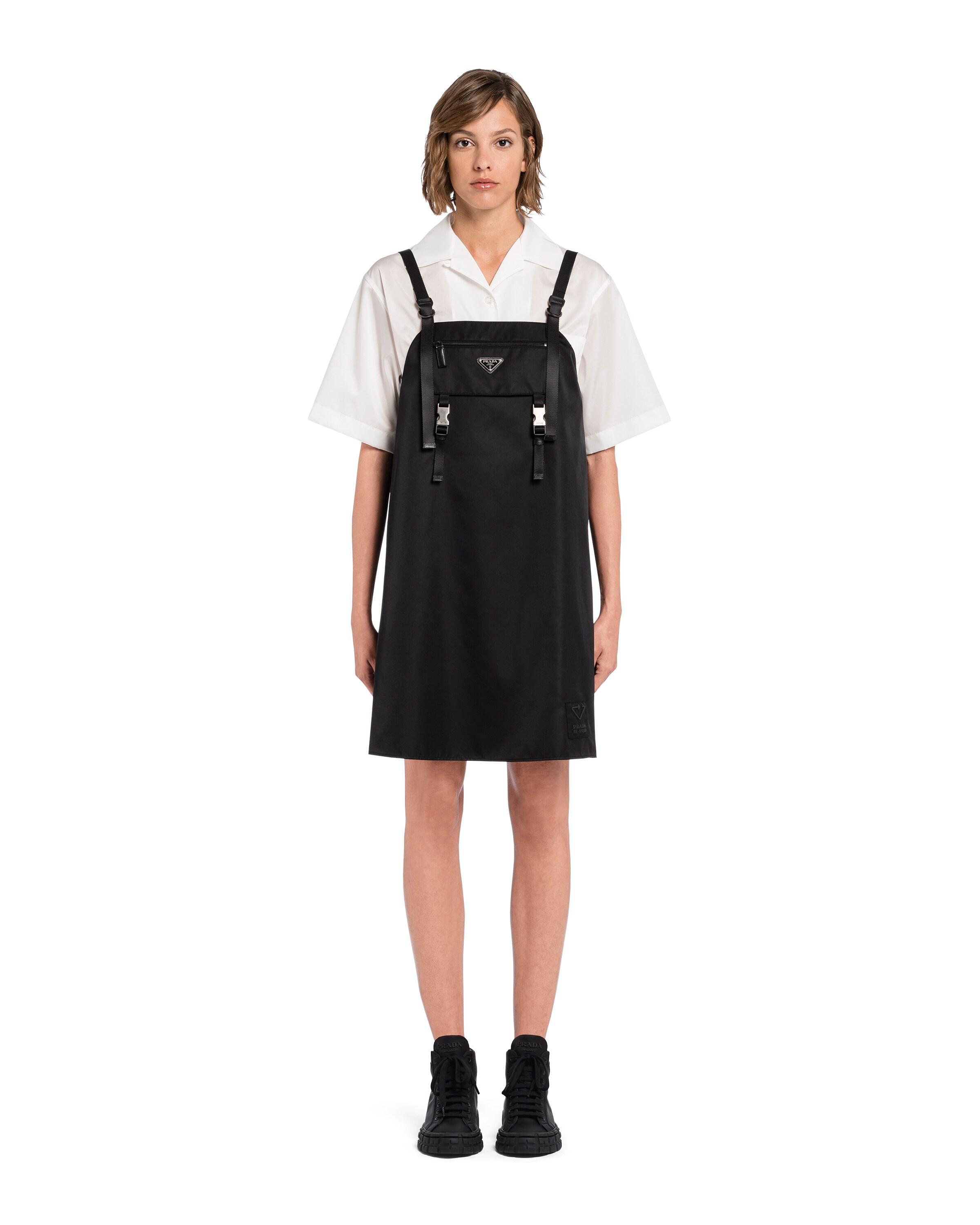 Black Sleeveless Re-Nylon Gabardine dress | Prada