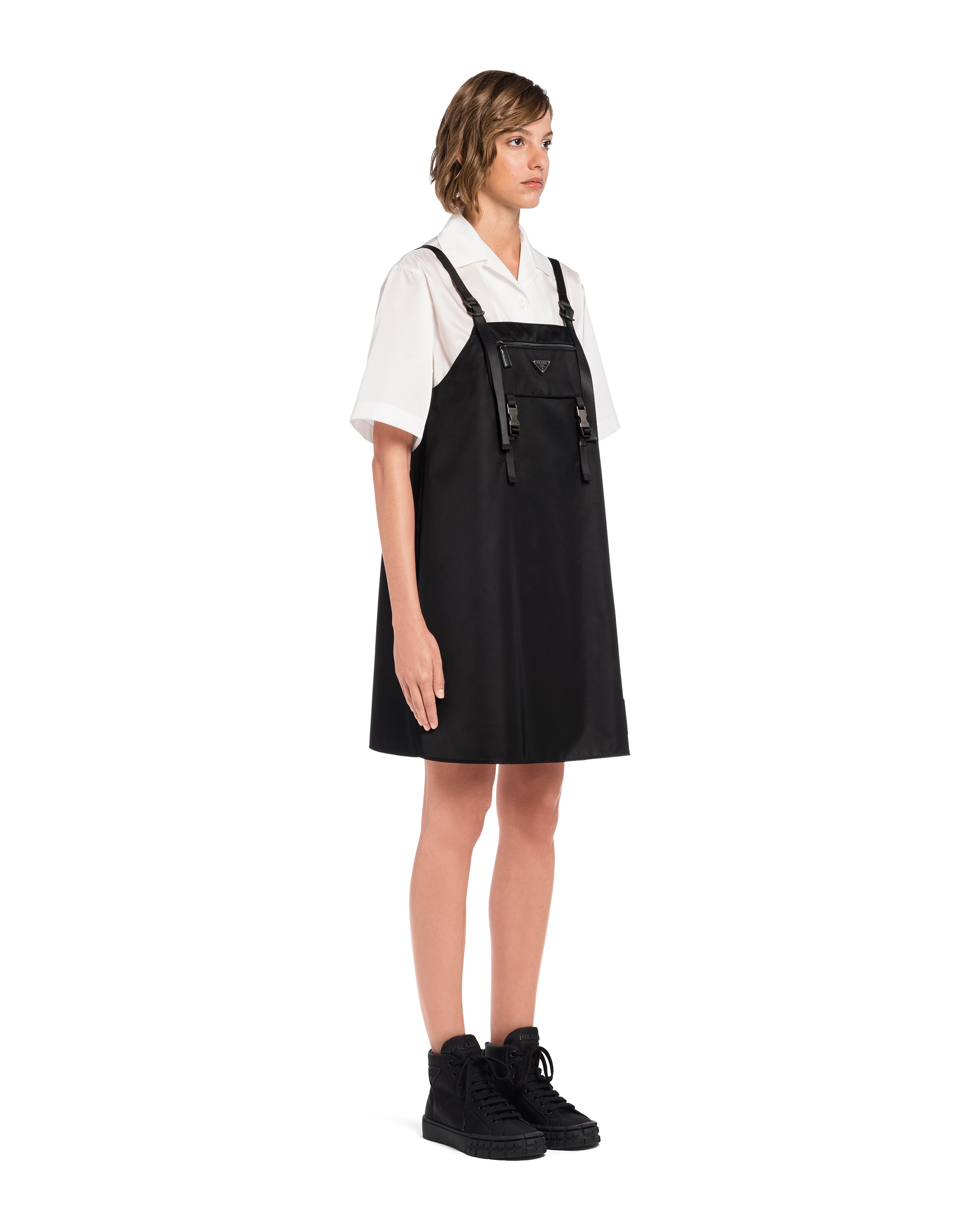 Black Sleeveless Re-Nylon Gabardine dress | Prada