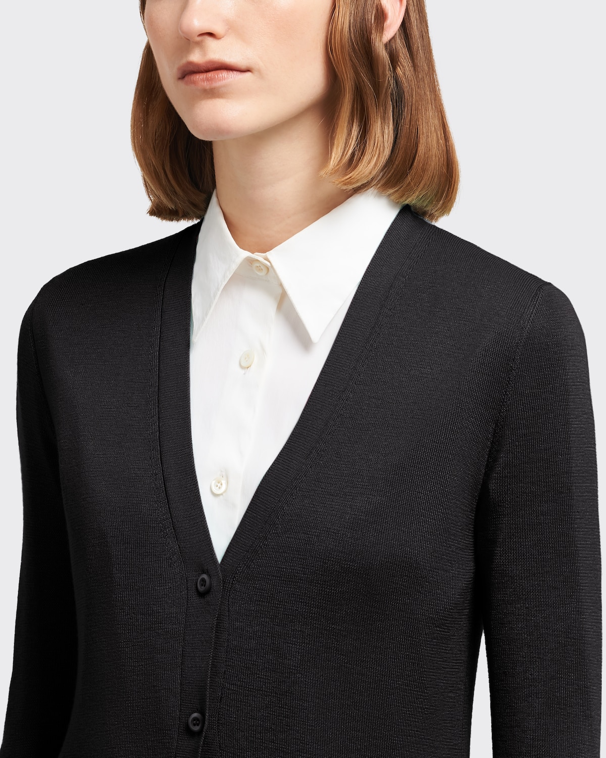 Black Cashmere And Silk Cardigan | PRADA