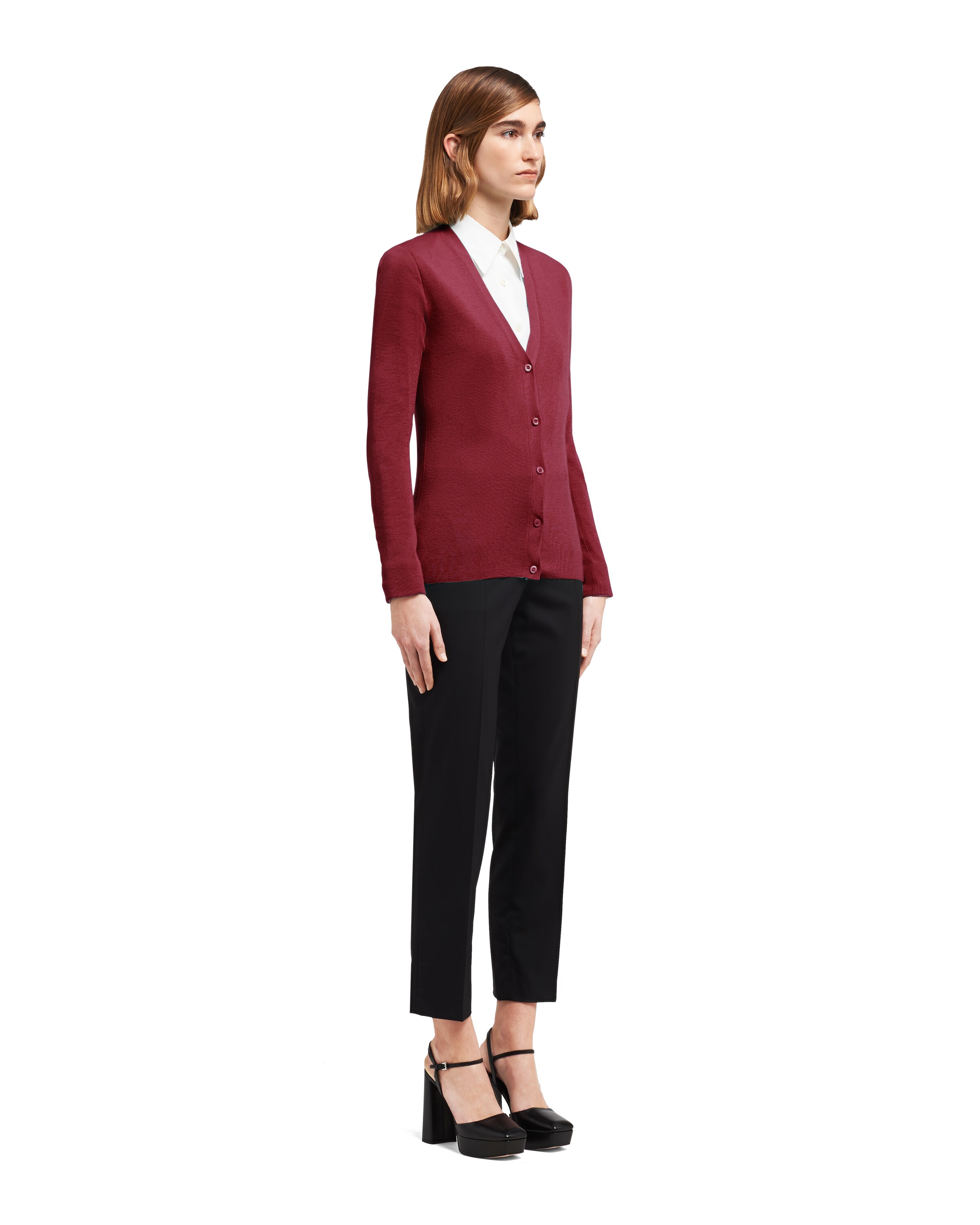 Burgundy Cashmere and silk cardigan | Prada