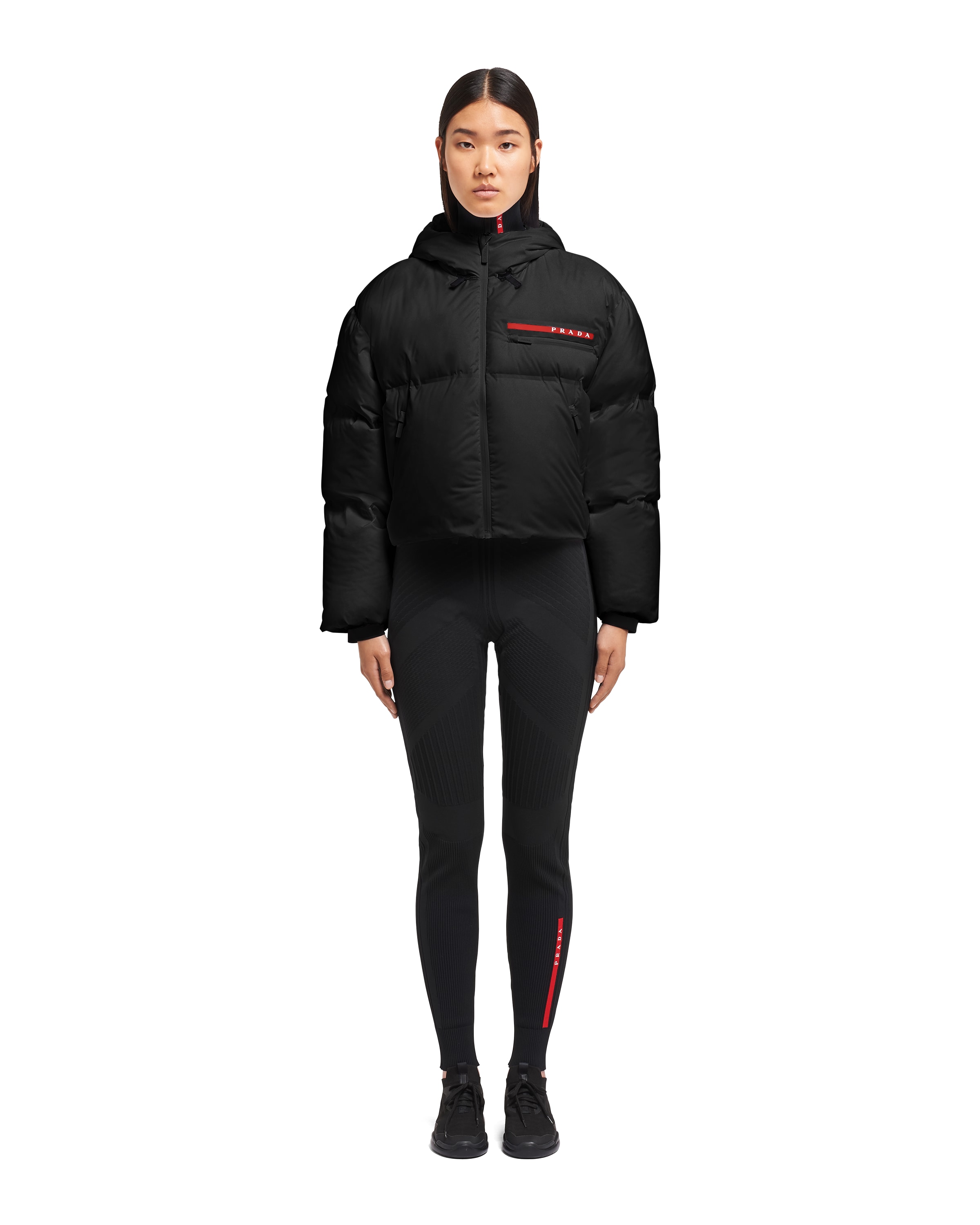 Black Light Polyester hooded puffer jacket | Prada