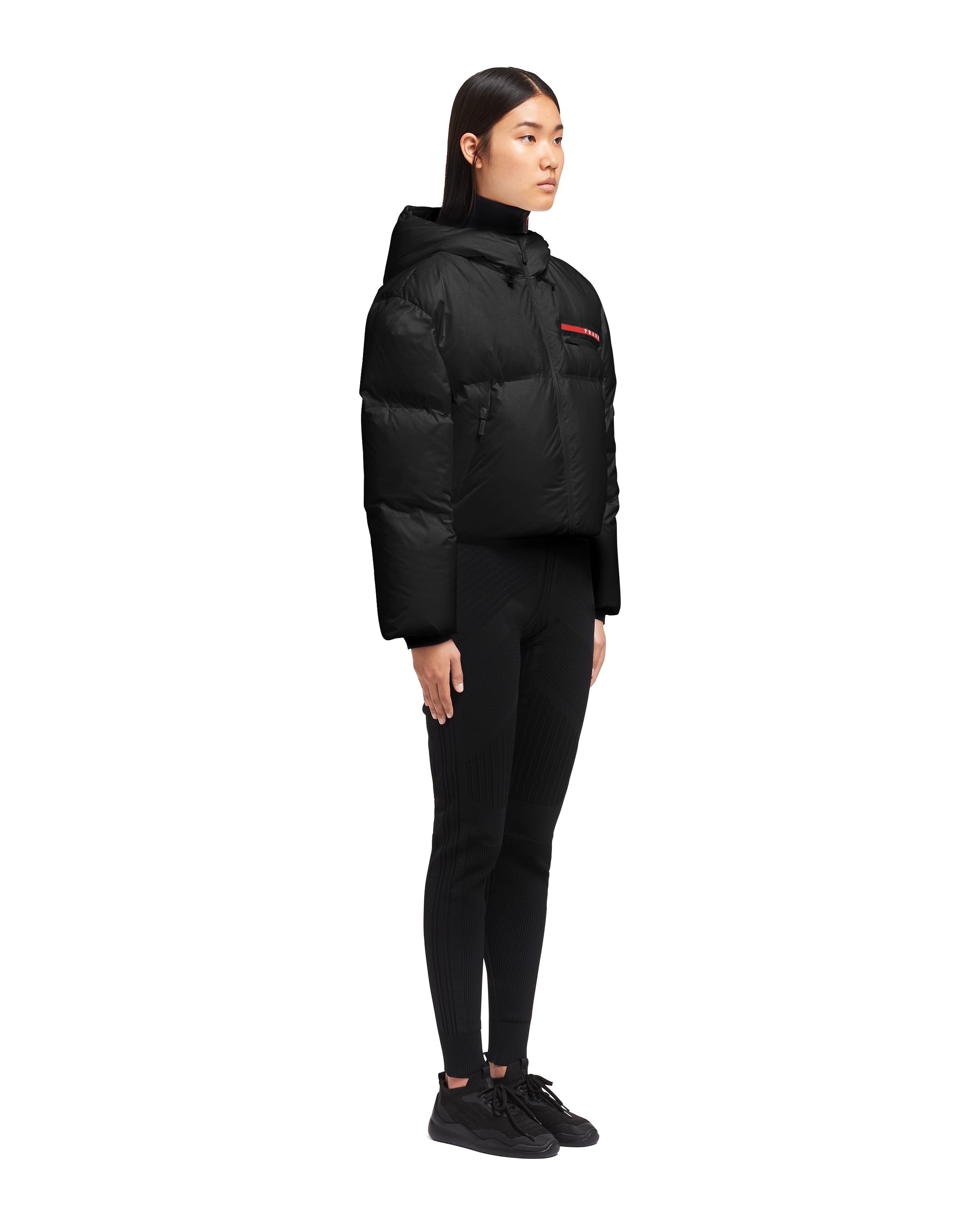 Black Light Polyester hooded puffer jacket | Prada