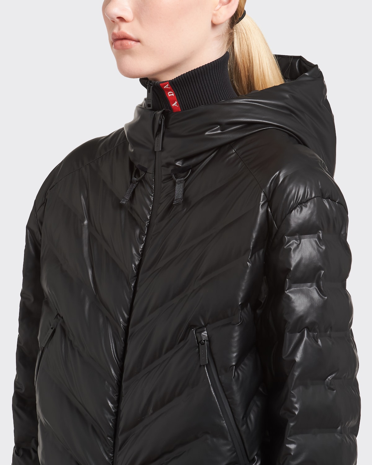 Black Light Re-nylon Hooded Puffer Jacket | PRADA