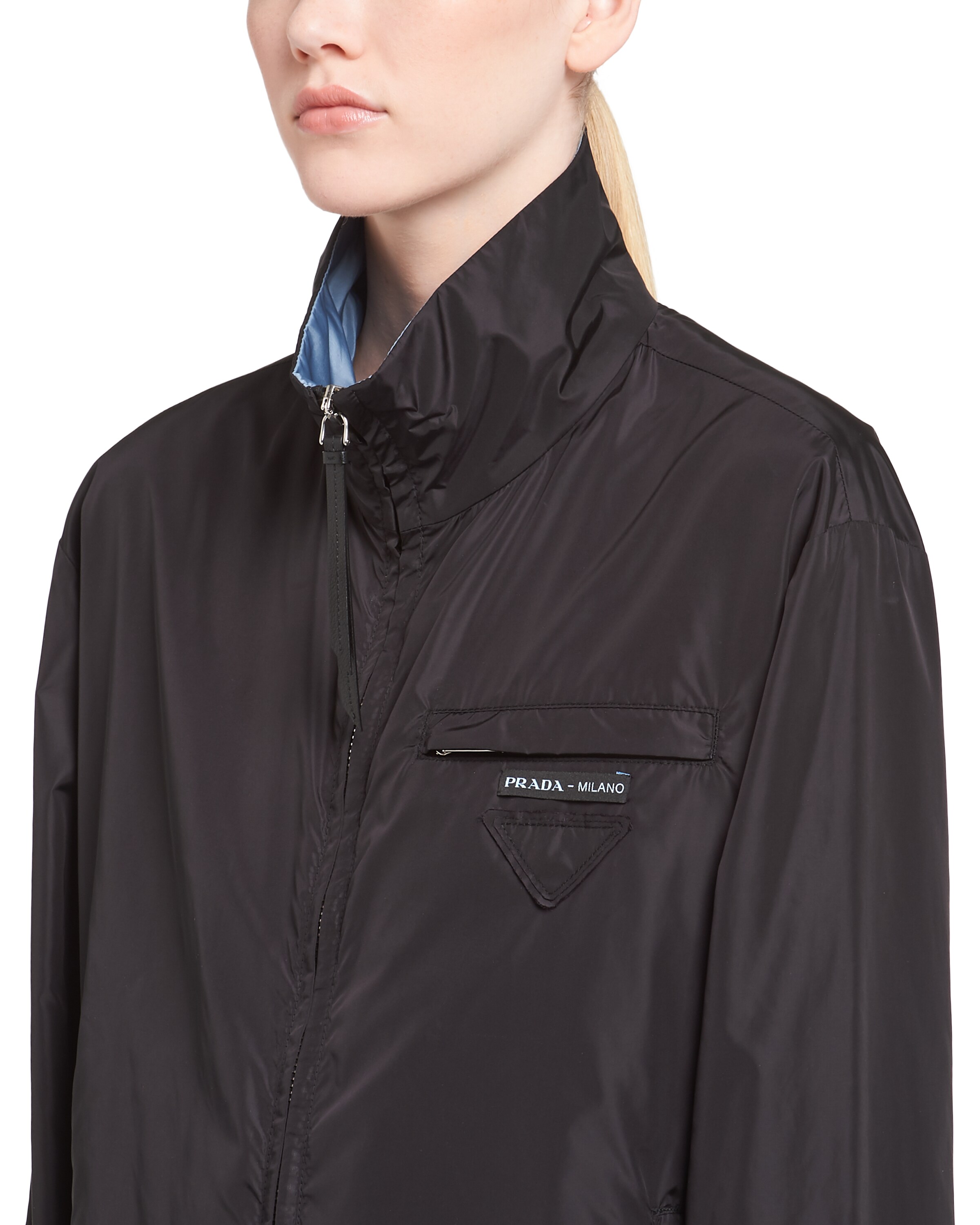 Black/lake Blue Light Re-Nylon raincoat | Prada