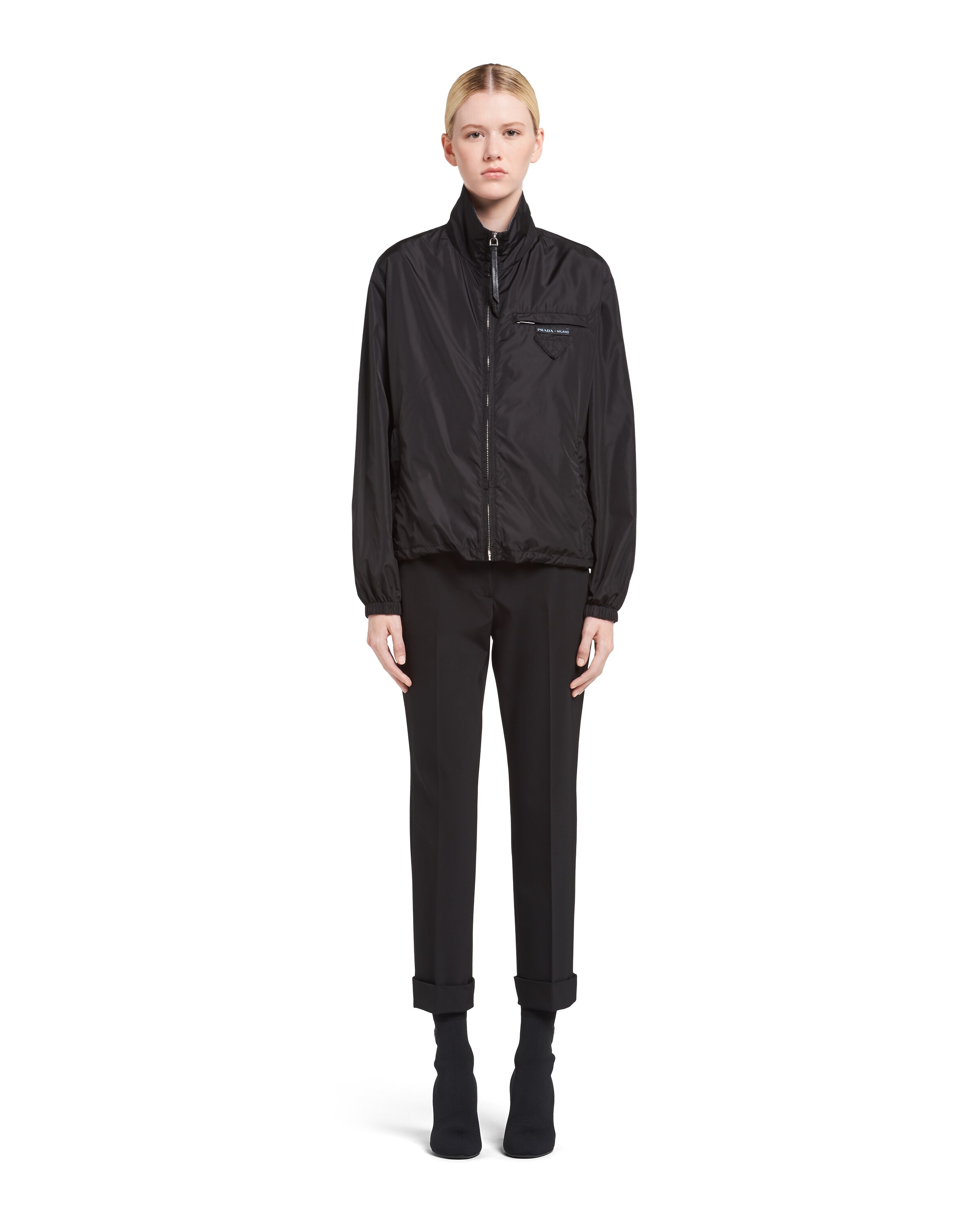 Black/lake Blue Light Re-Nylon raincoat | Prada