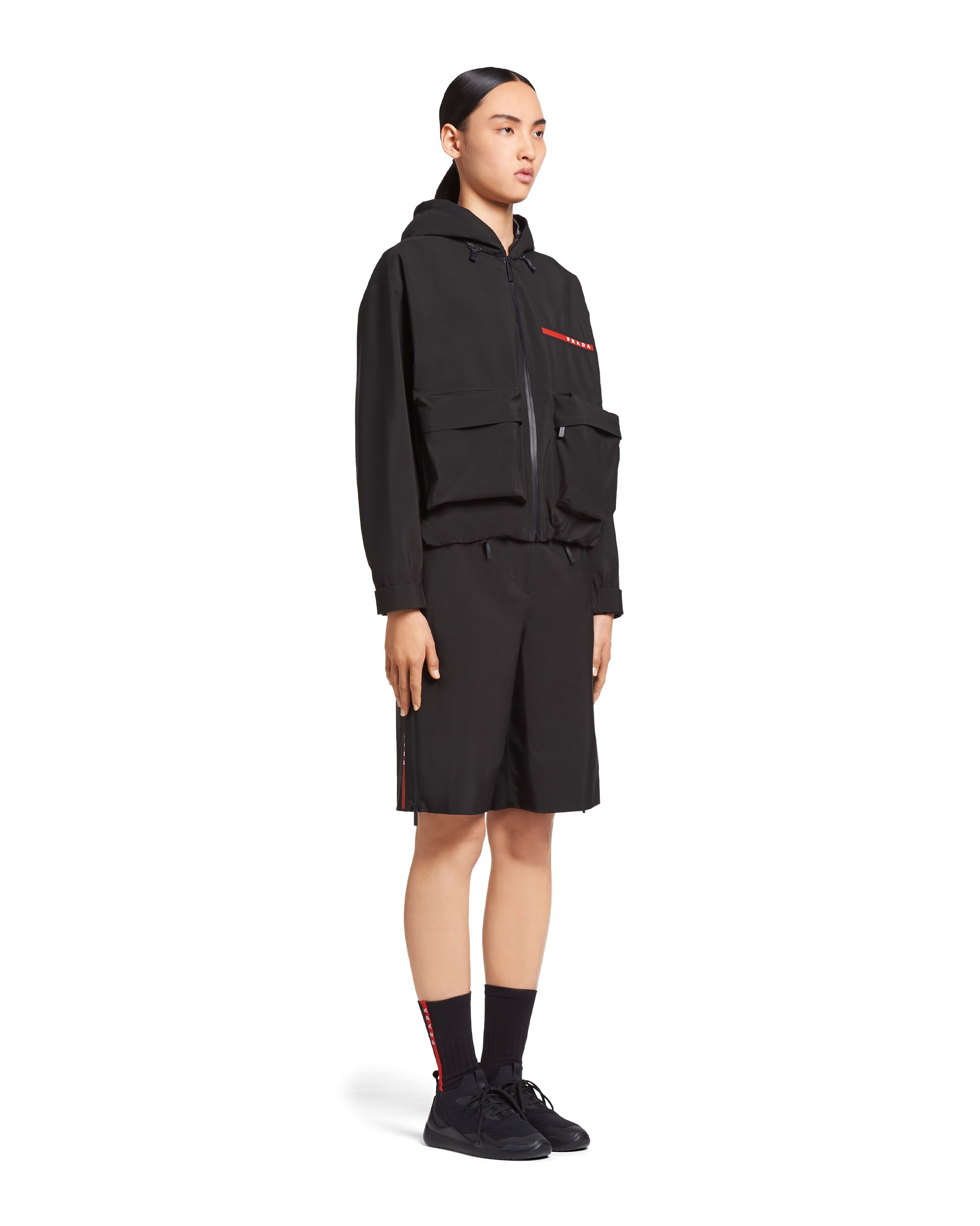 Black Technical fabric cargo jacket | Prada