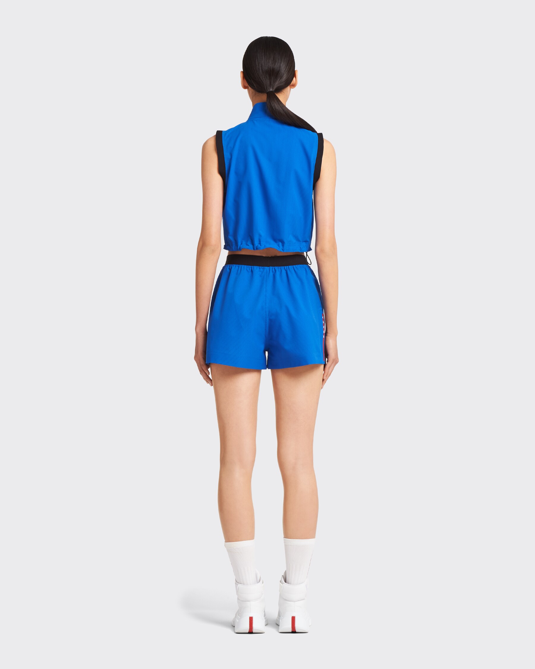 Cobalt Blue Light Bi-stretch Cropped Vest | PRADA