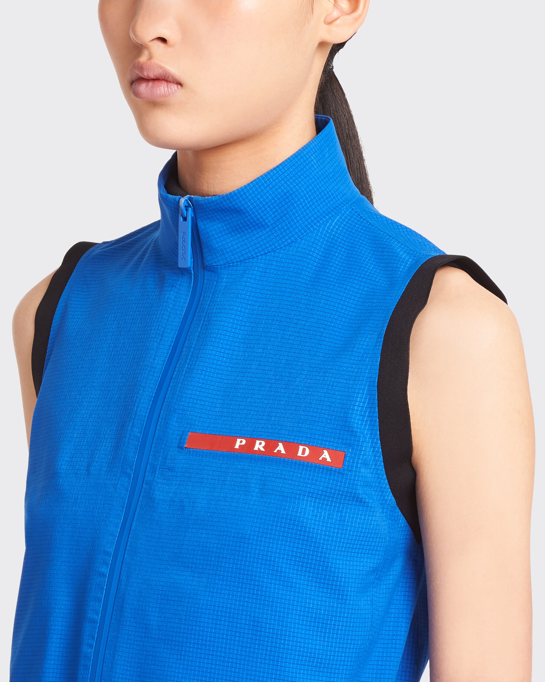 Cobalt Blue Light Bi-stretch Cropped Vest | PRADA