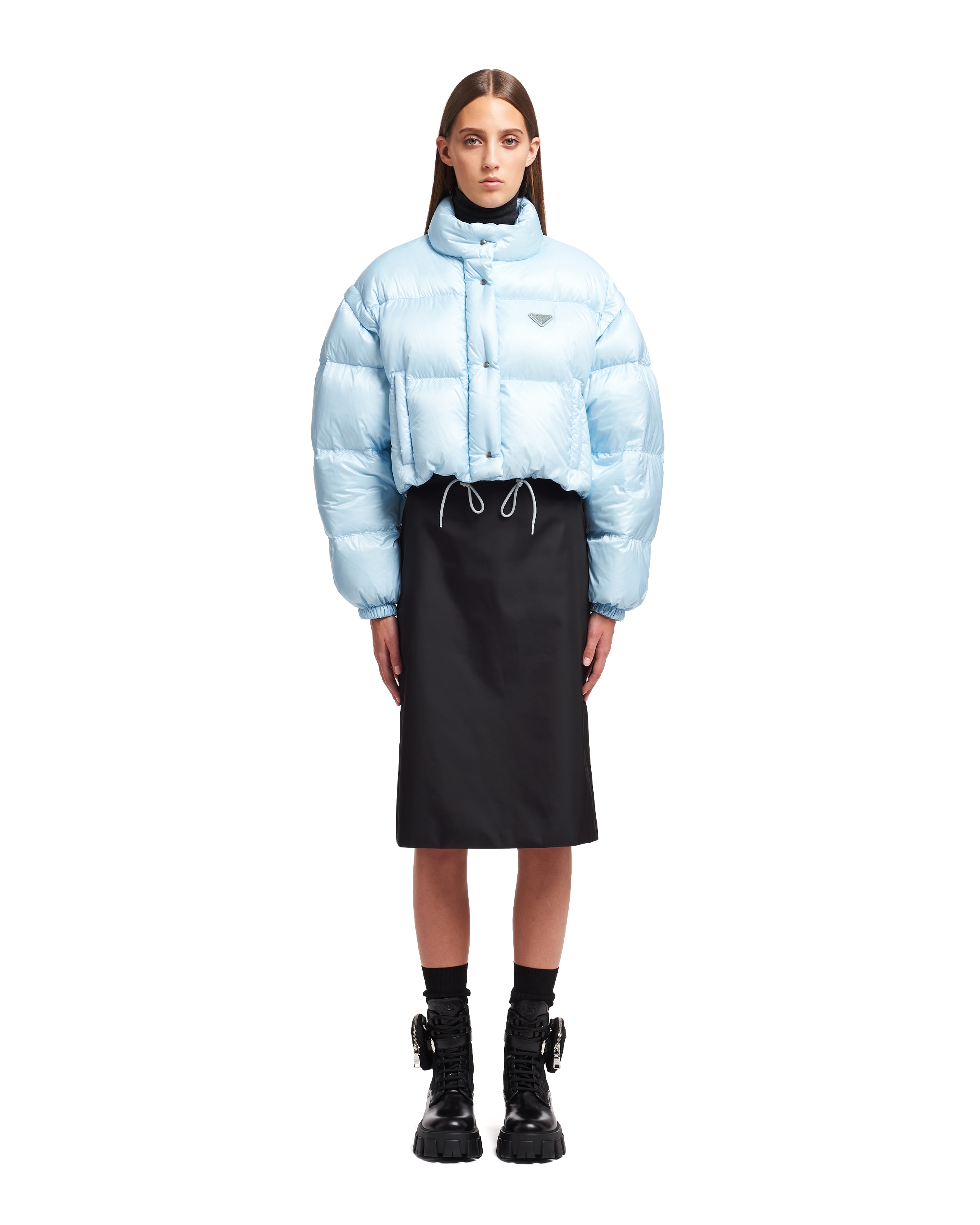 Navy Ciré nylon puffer jacket | Prada