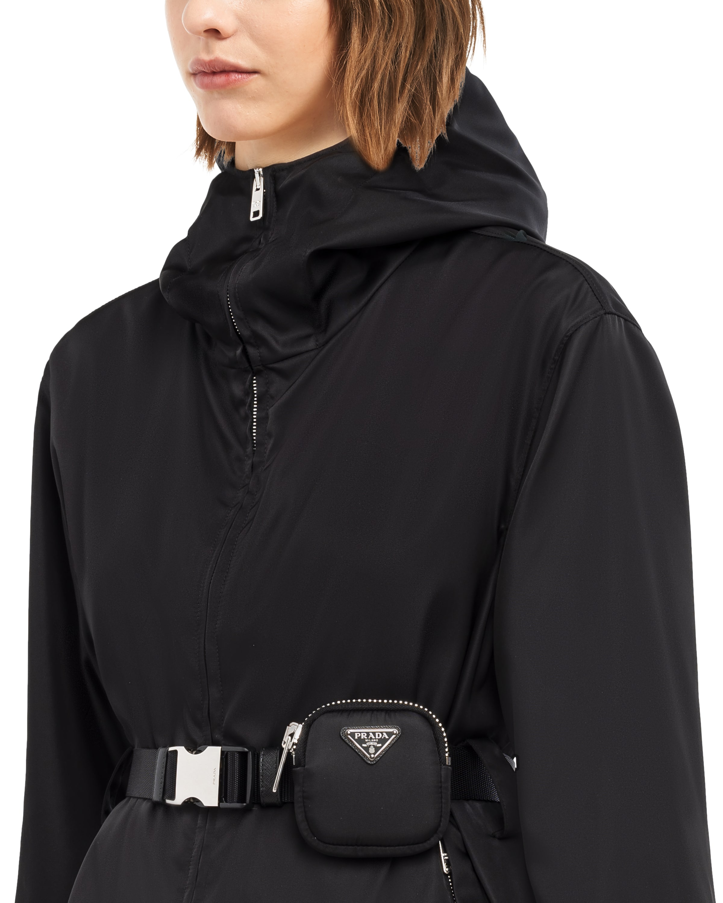 Black Re-Nylon gabardine caban jacket | Prada