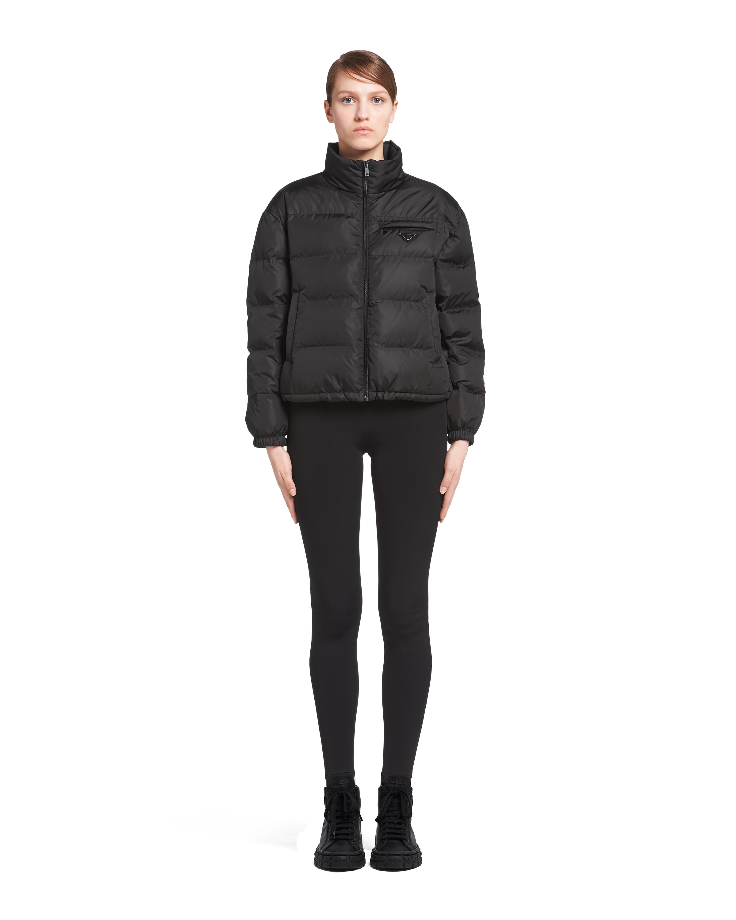 Black Lightweight Re-Nylon puffer jacket | Prada