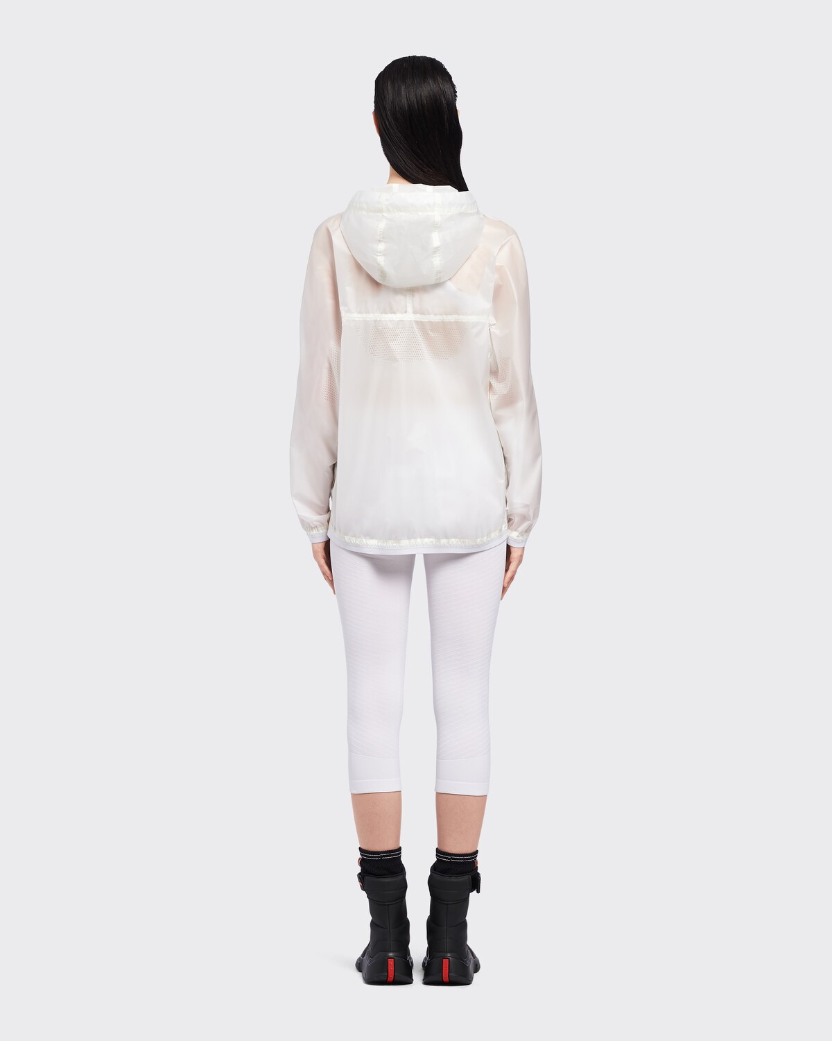 White Ripstop Hooded Windbreaker | PRADA