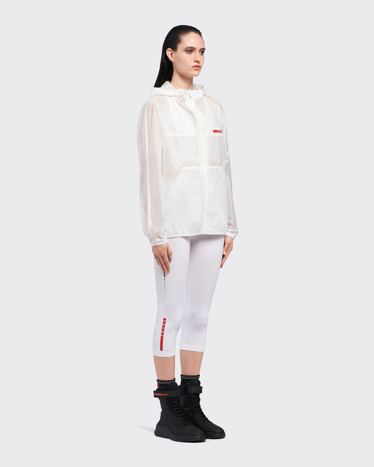 White Ripstop Hooded Windbreaker | PRADA