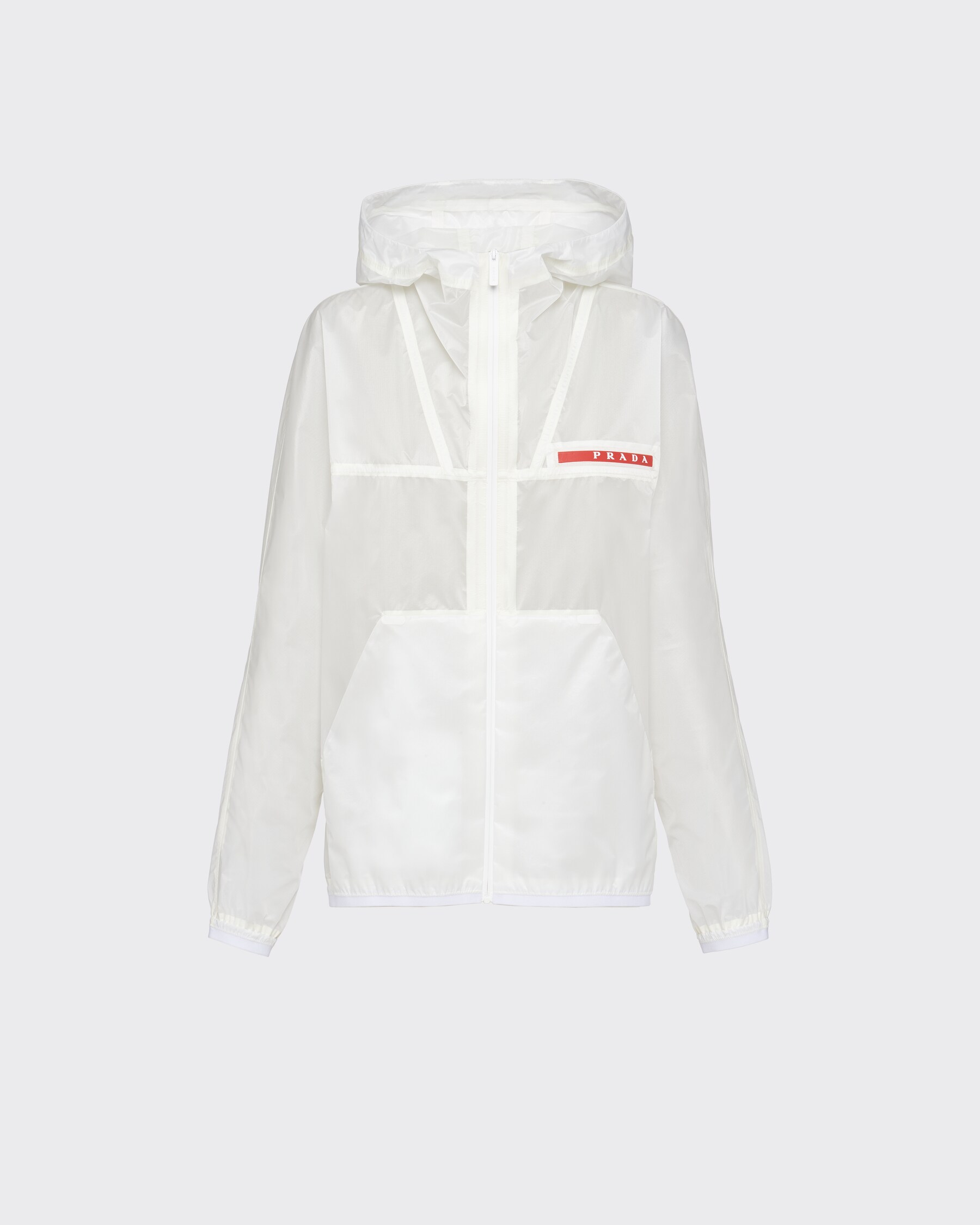 White Ripstop Hooded Windbreaker | PRADA