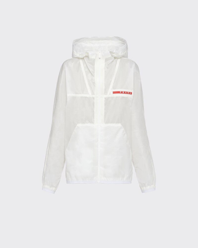 White Ripstop Hooded Windbreaker | PRADA
