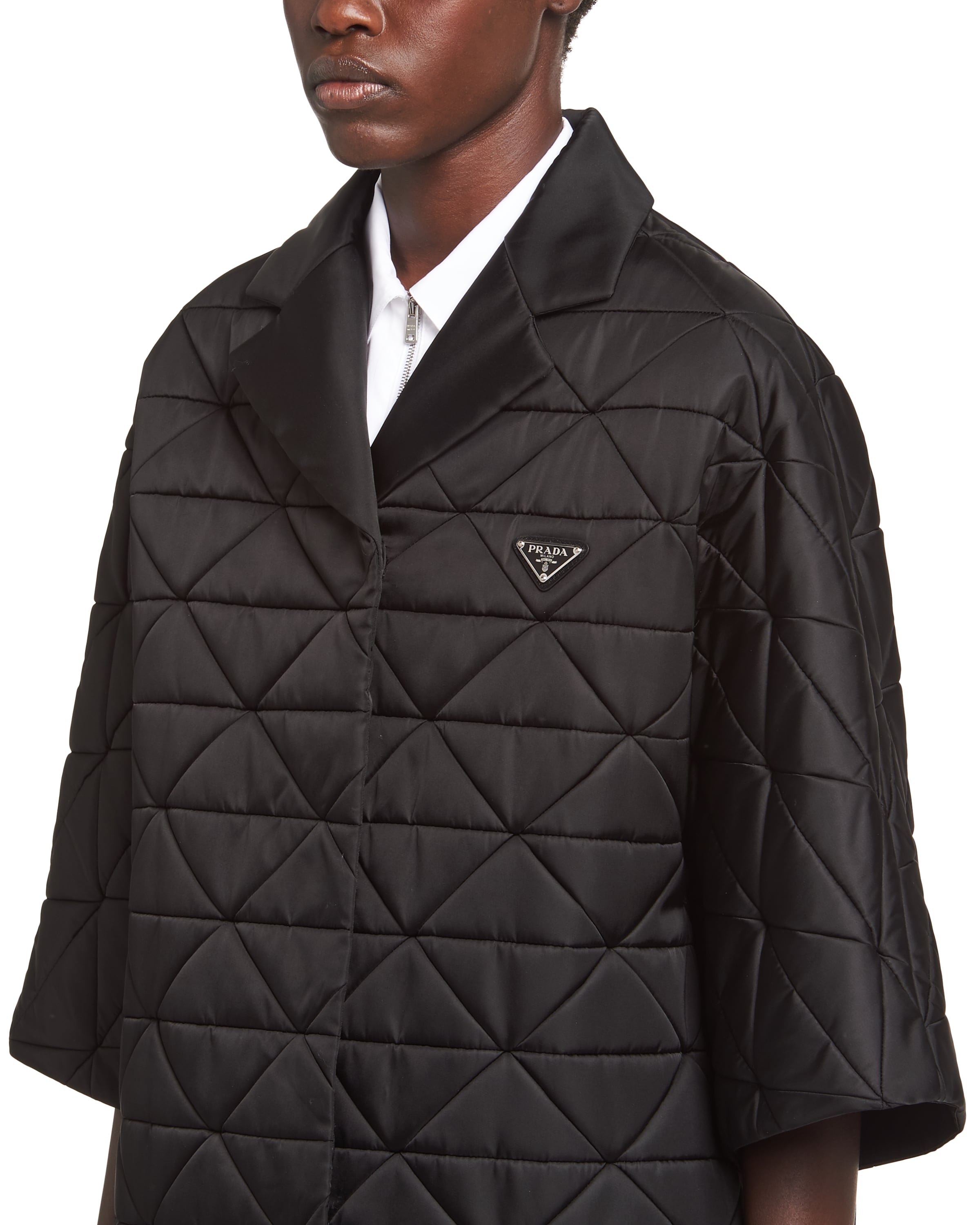 Black Re-Nylon Gabardine quilted raincoat | Prada
