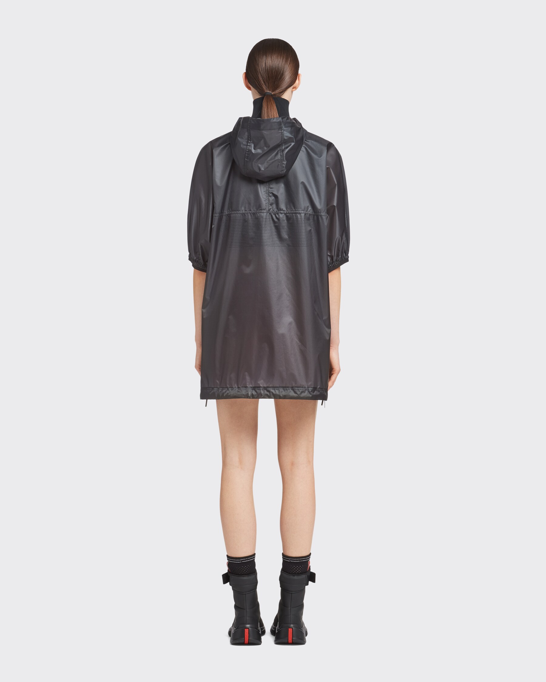 Black Ripstop Hooded Raincoat | PRADA