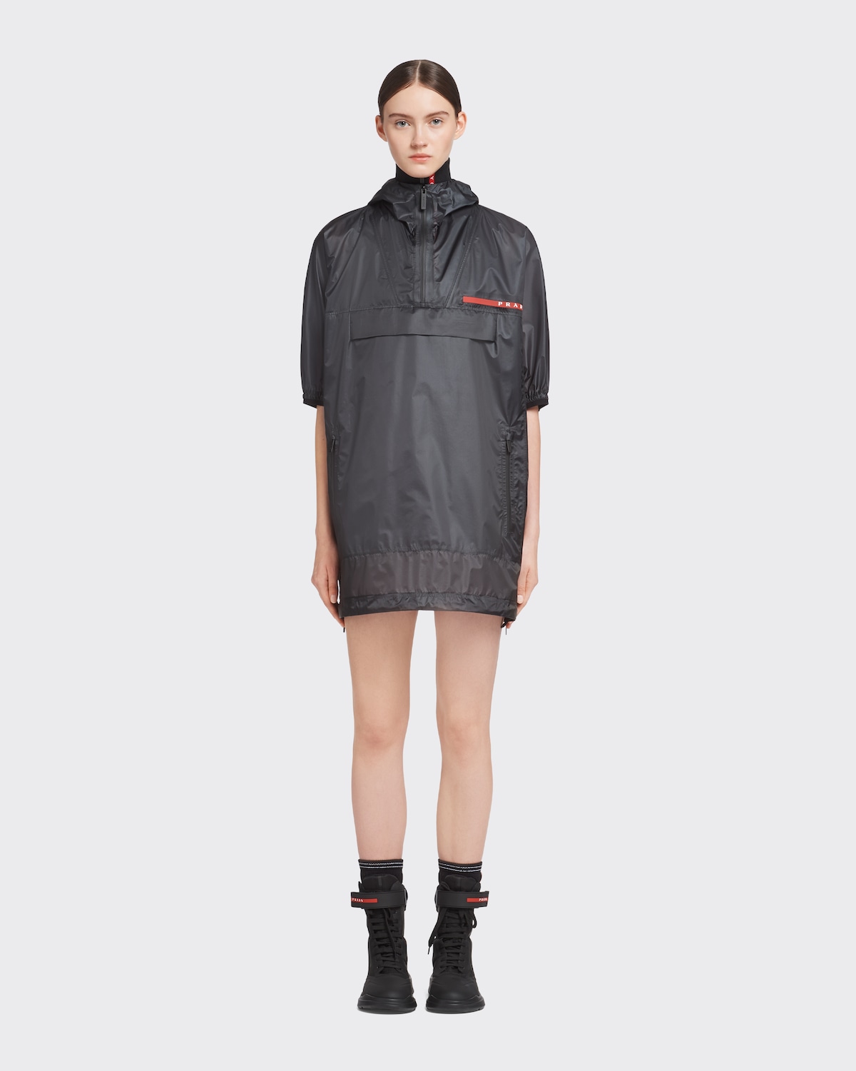 Black Ripstop Hooded Raincoat | PRADA