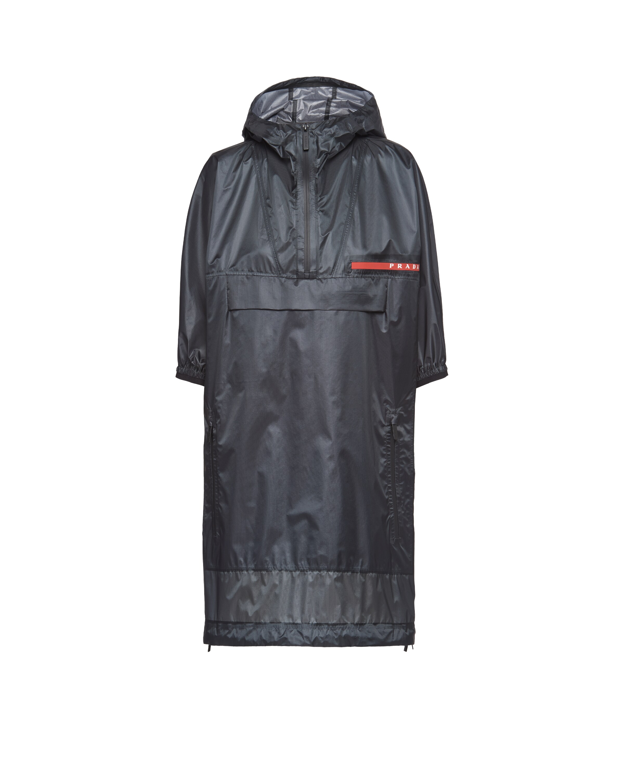 Imperméable à capuche en ripstop Noir | Prada