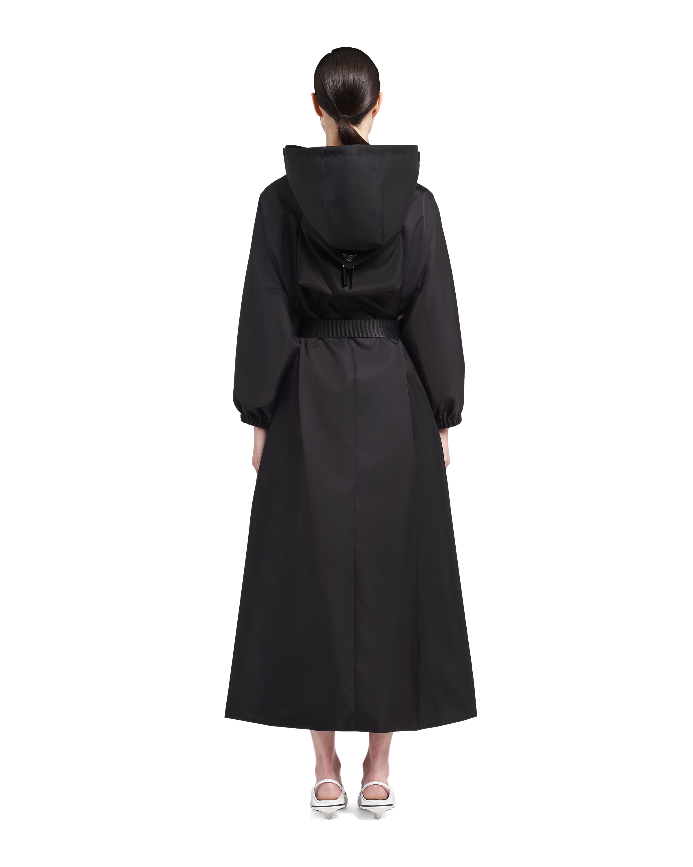 Black Re-Nylon Gabardine hooded raincoat | Prada