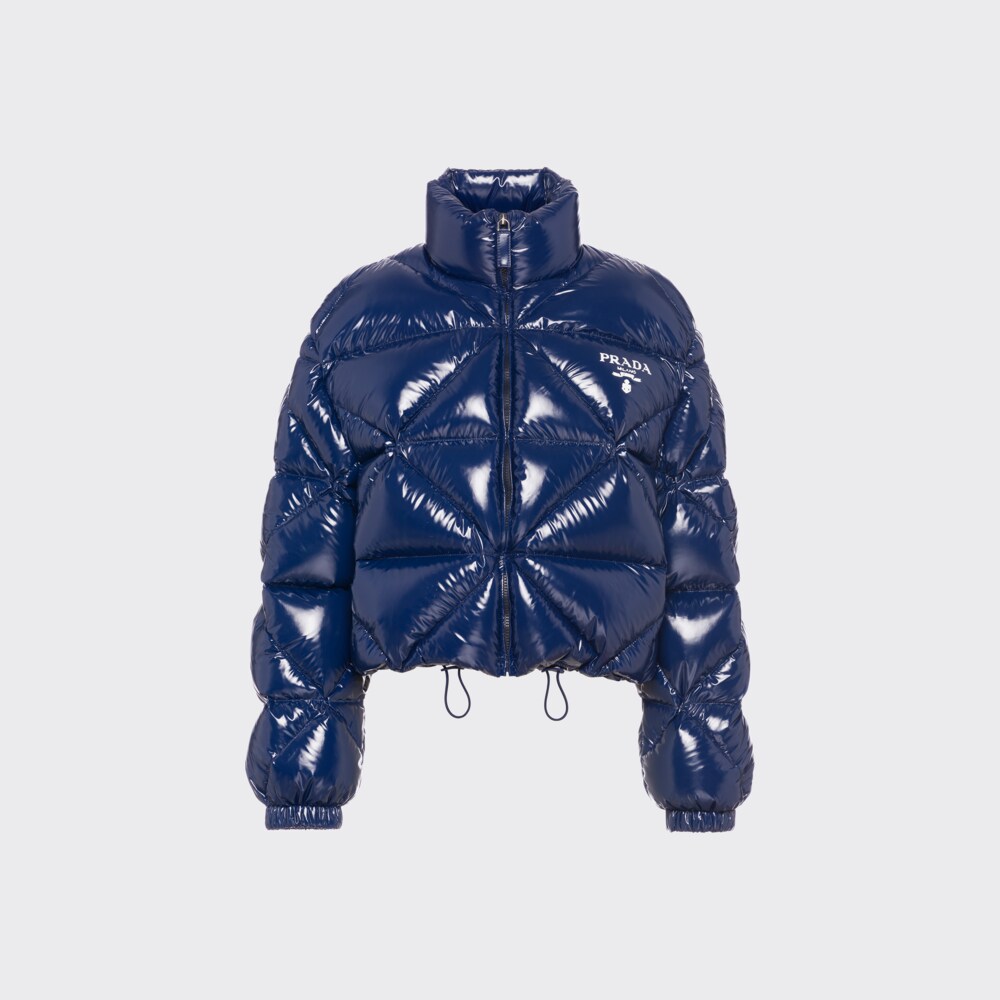 Baltic Blue Shiny quilted nylon down jacket | Prada