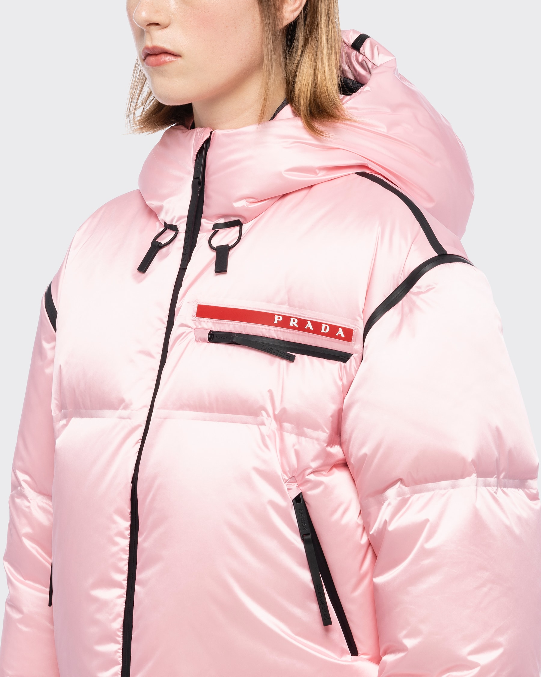 Pink Cropped Technical Nylon Down Jacket | PRADA