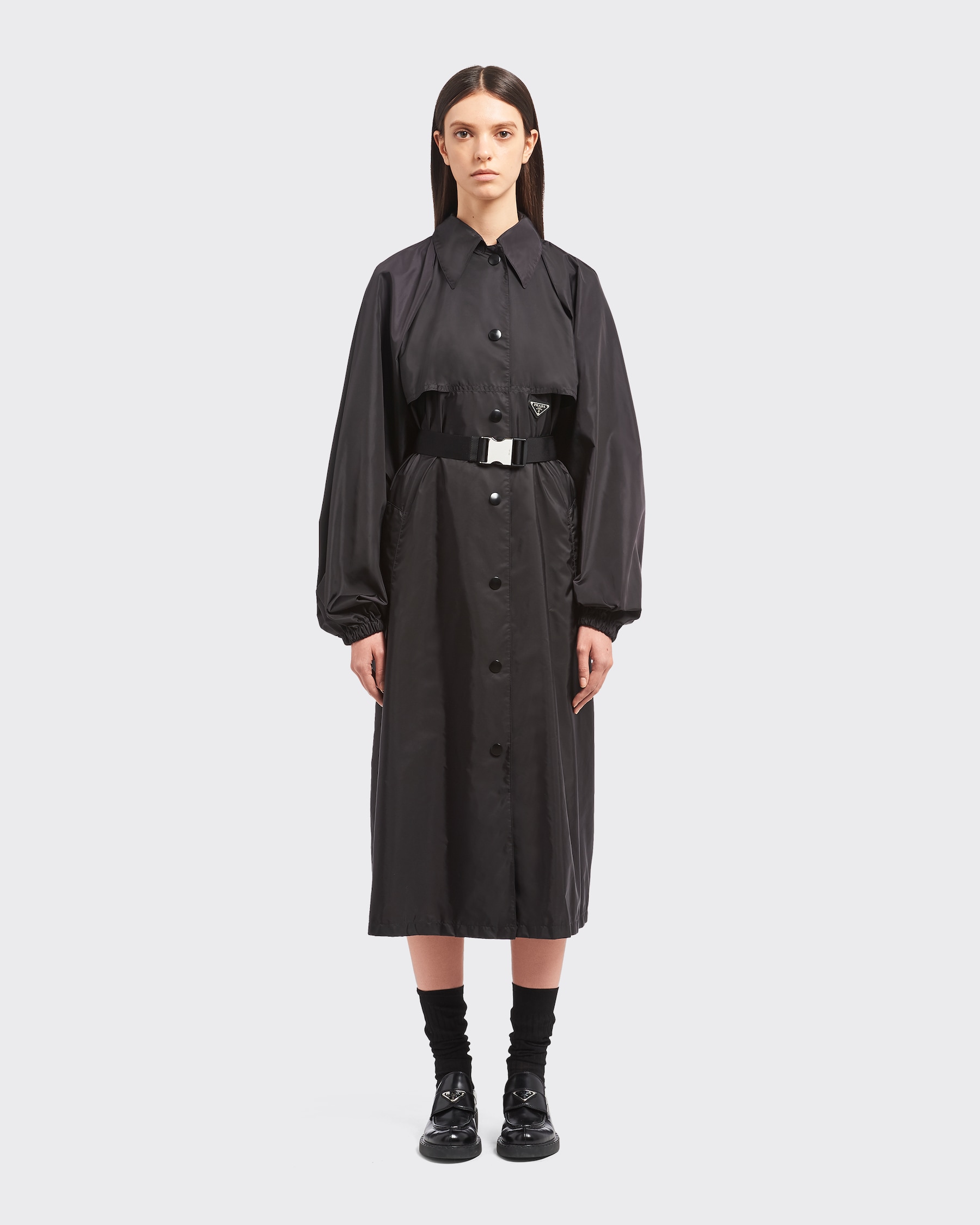 Black Oversized Light Re-nylon Raincoat | PRADA