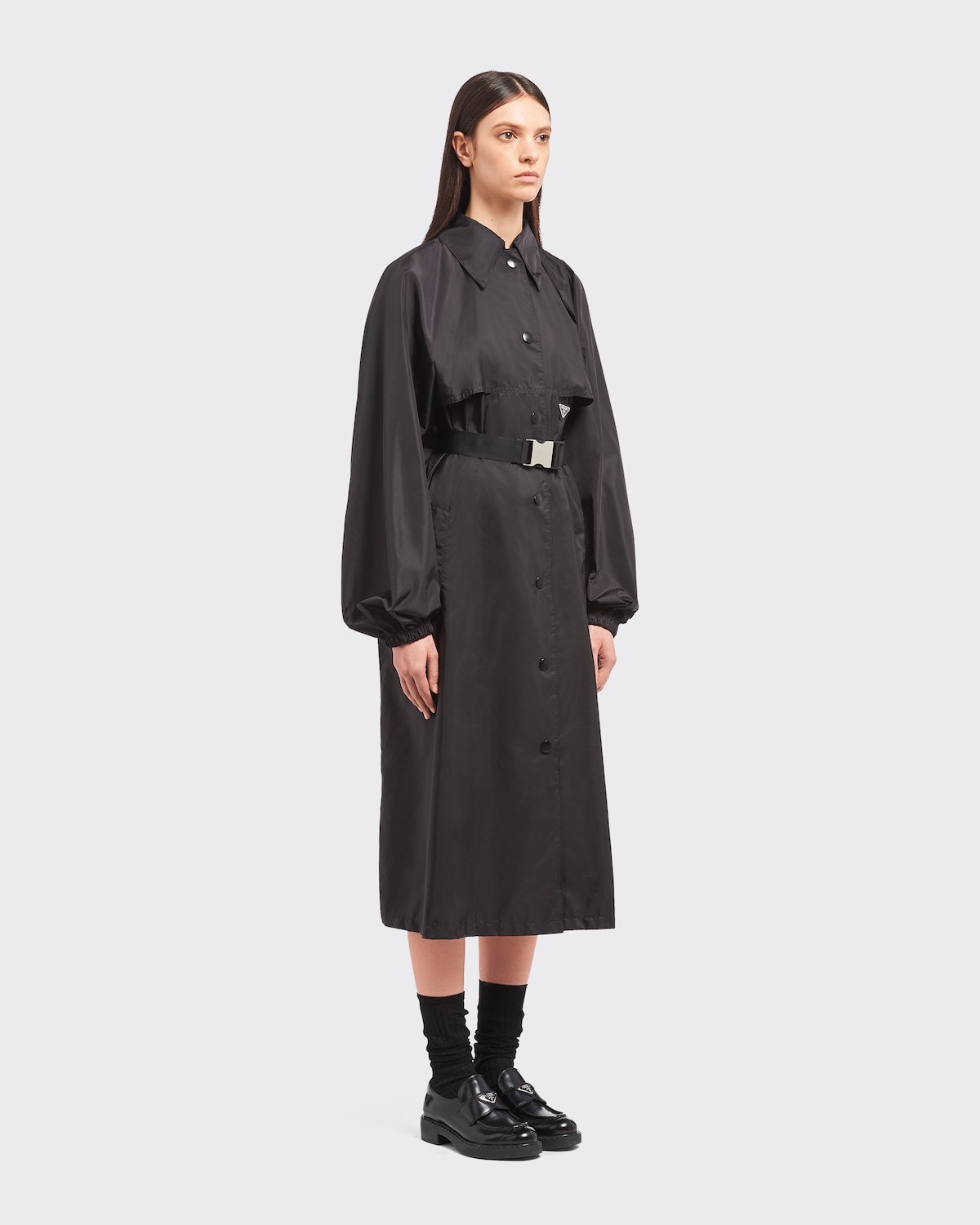 Black Oversized Light Re-nylon Raincoat | PRADA