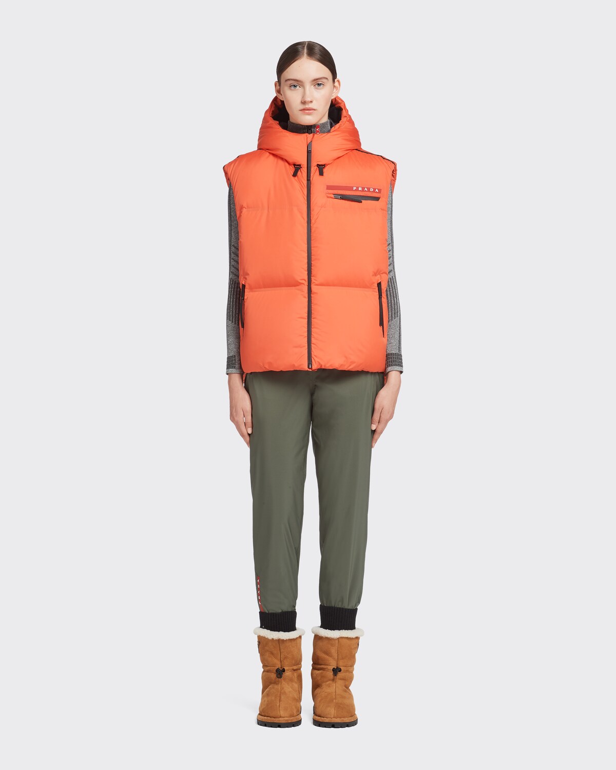 Orange Technical Re-nylon Down Vest | PRADA