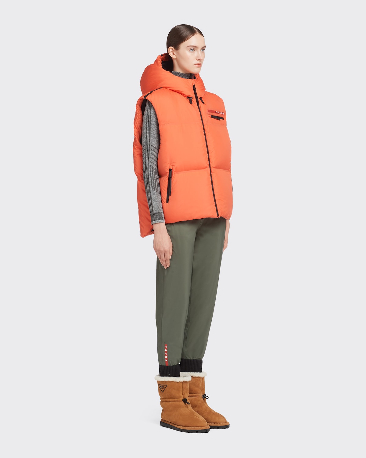 Orange Technical Re-nylon Down Vest | PRADA