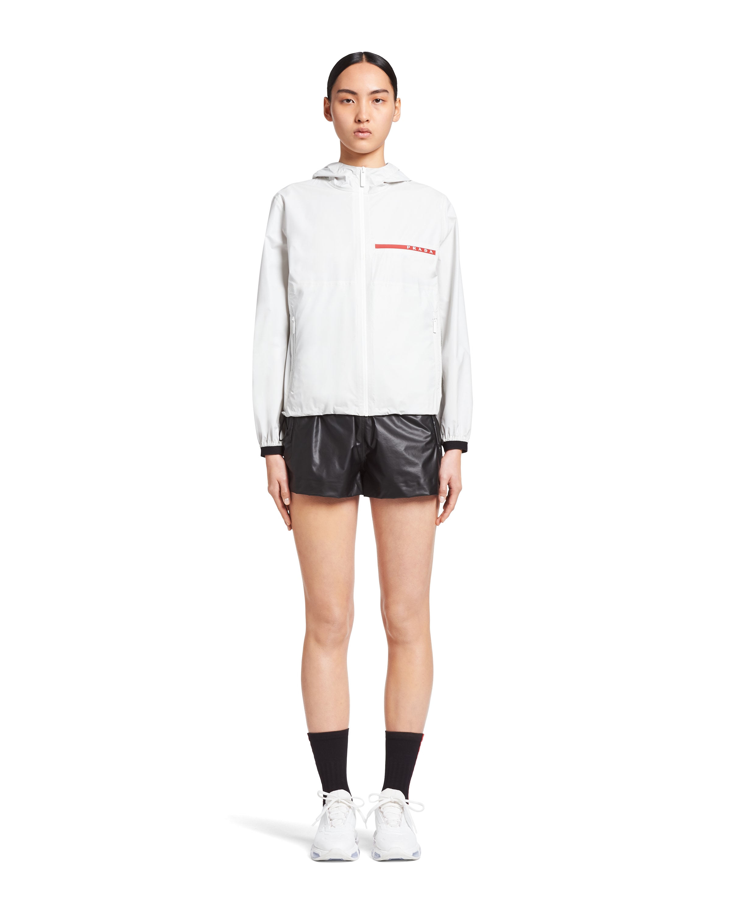 Chalk White Light Nylon hooded jacket | Prada