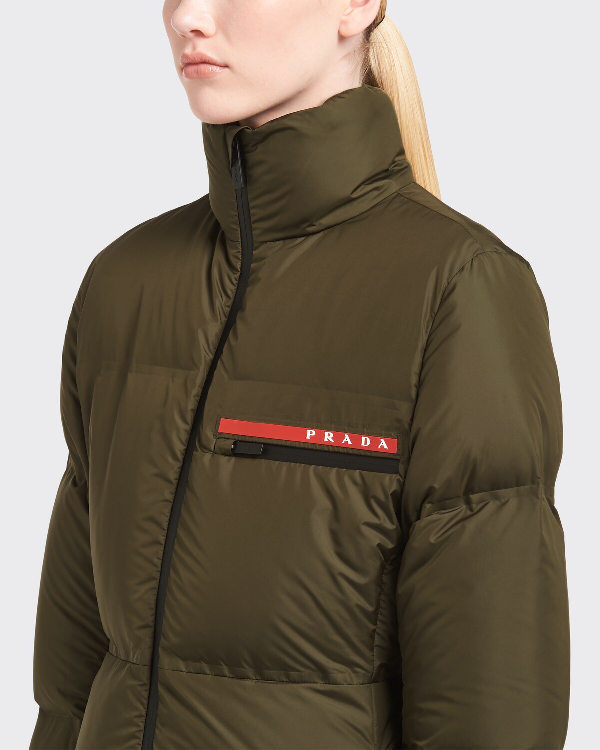 Military Green Technical Re-nylon Puffer Jacket | PRADA