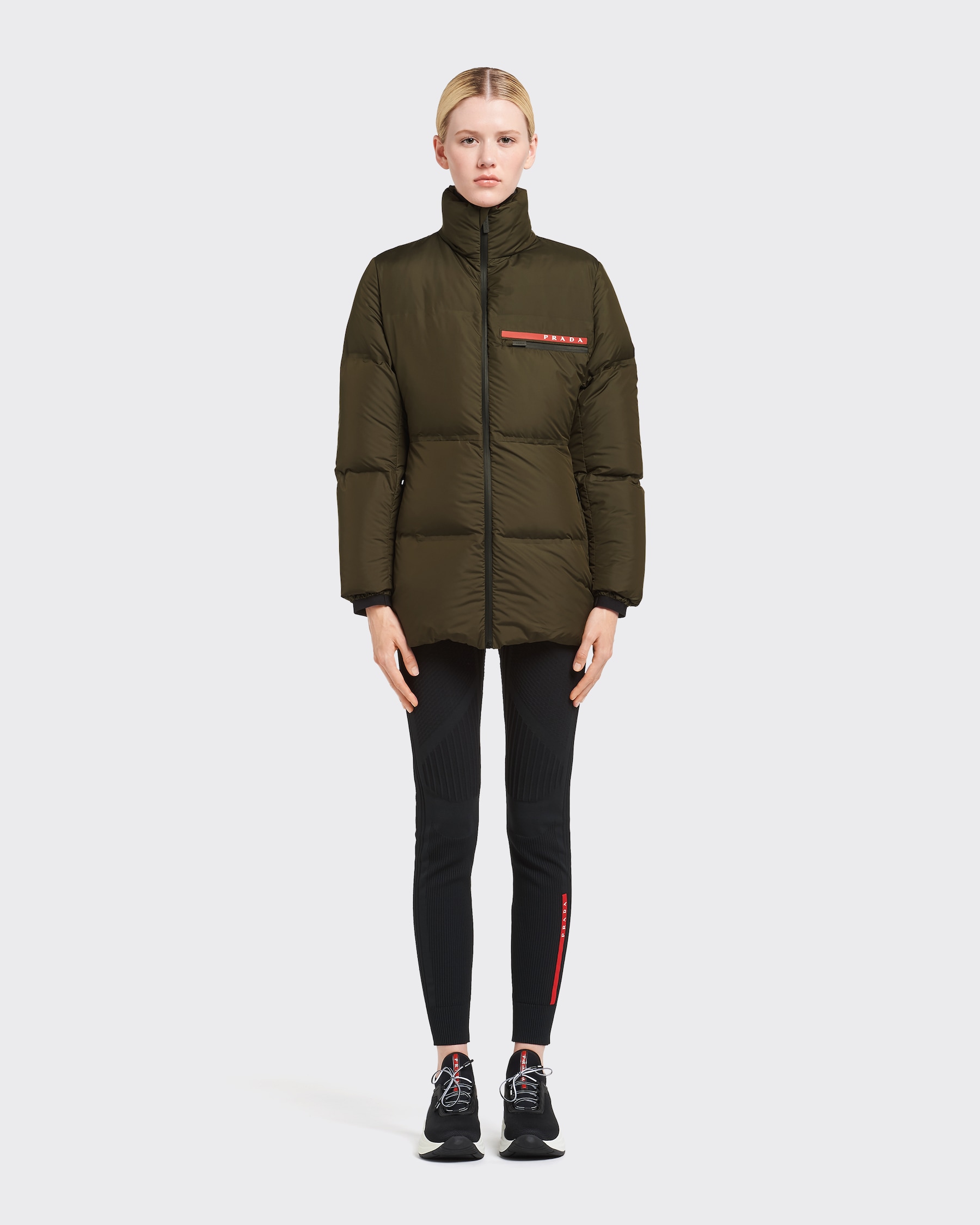 Military Green Technical Nylon Puffer Jacket | PRADA