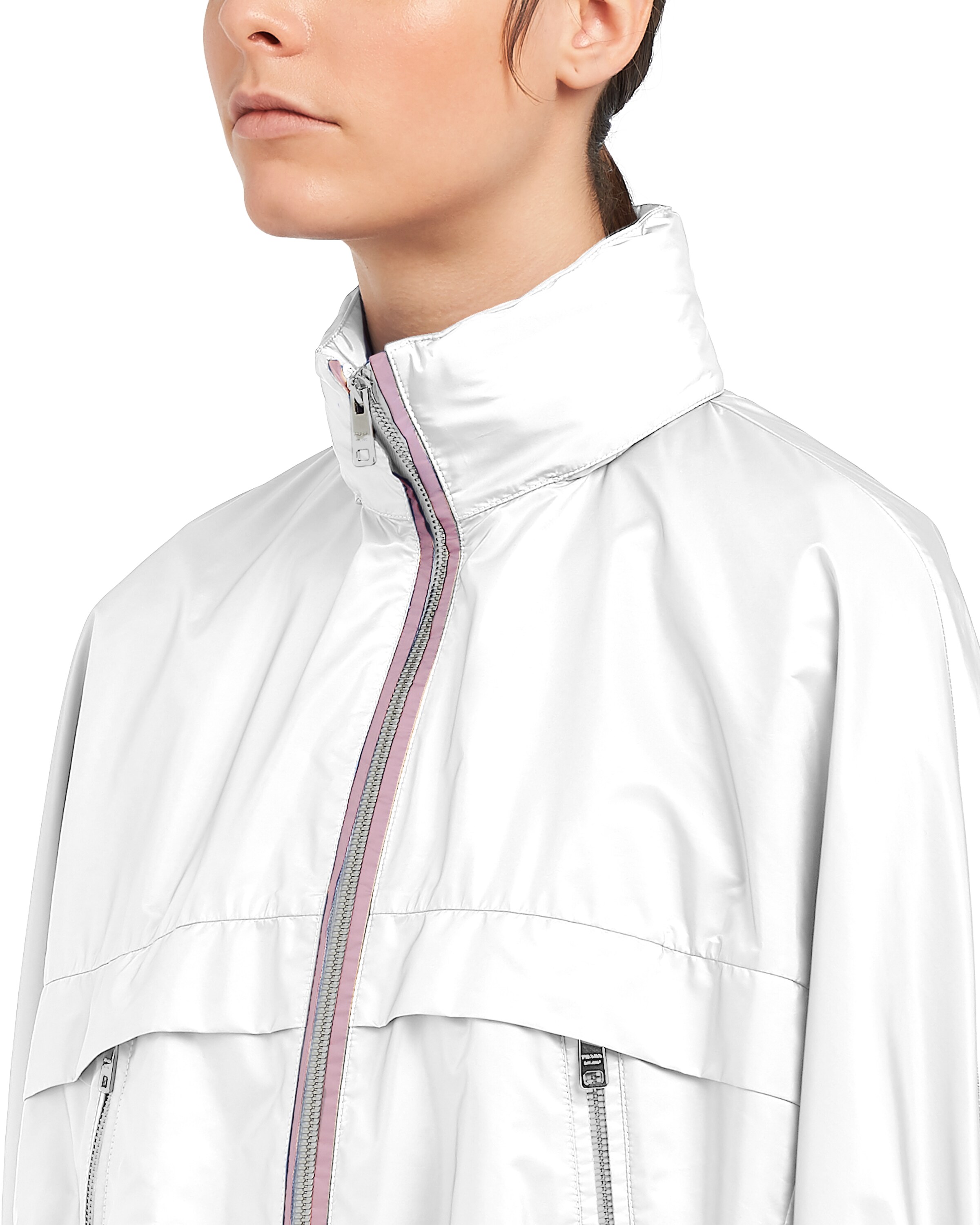 Impermeabile in Re-Nylon leggero Bianco/malva/pietra | Prada