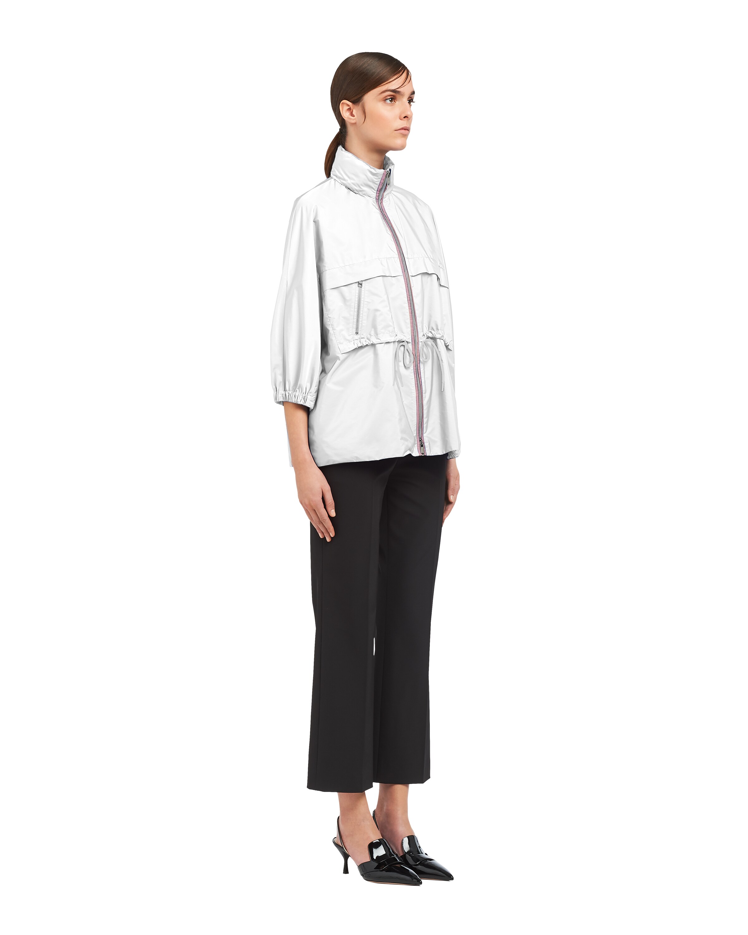 Impermeabile in Re-Nylon leggero Bianco/malva/pietra | Prada