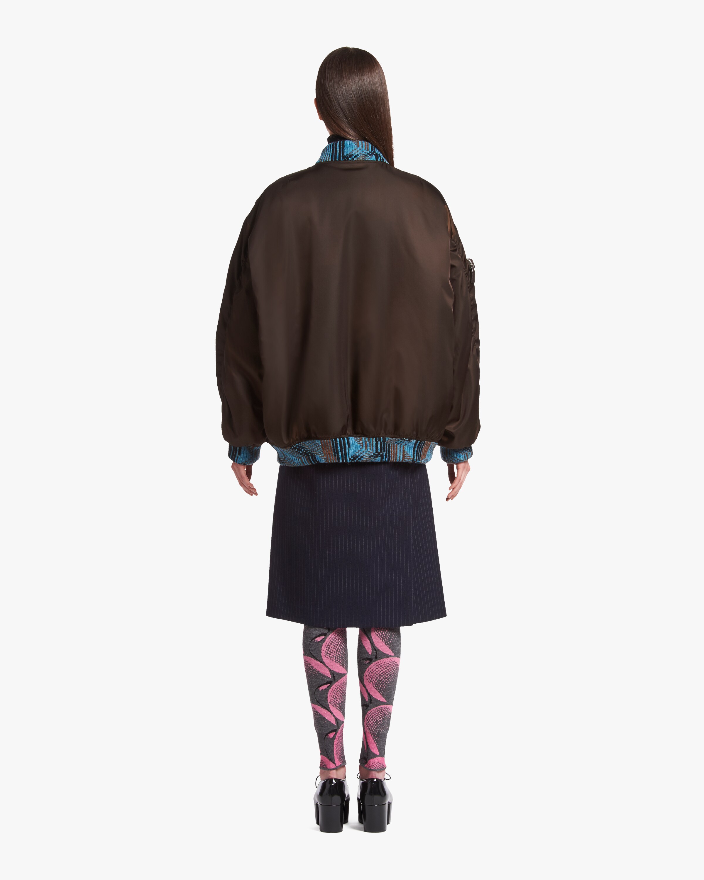 Dark Brown/light Blue Re-Nylon bomber jacket | Prada