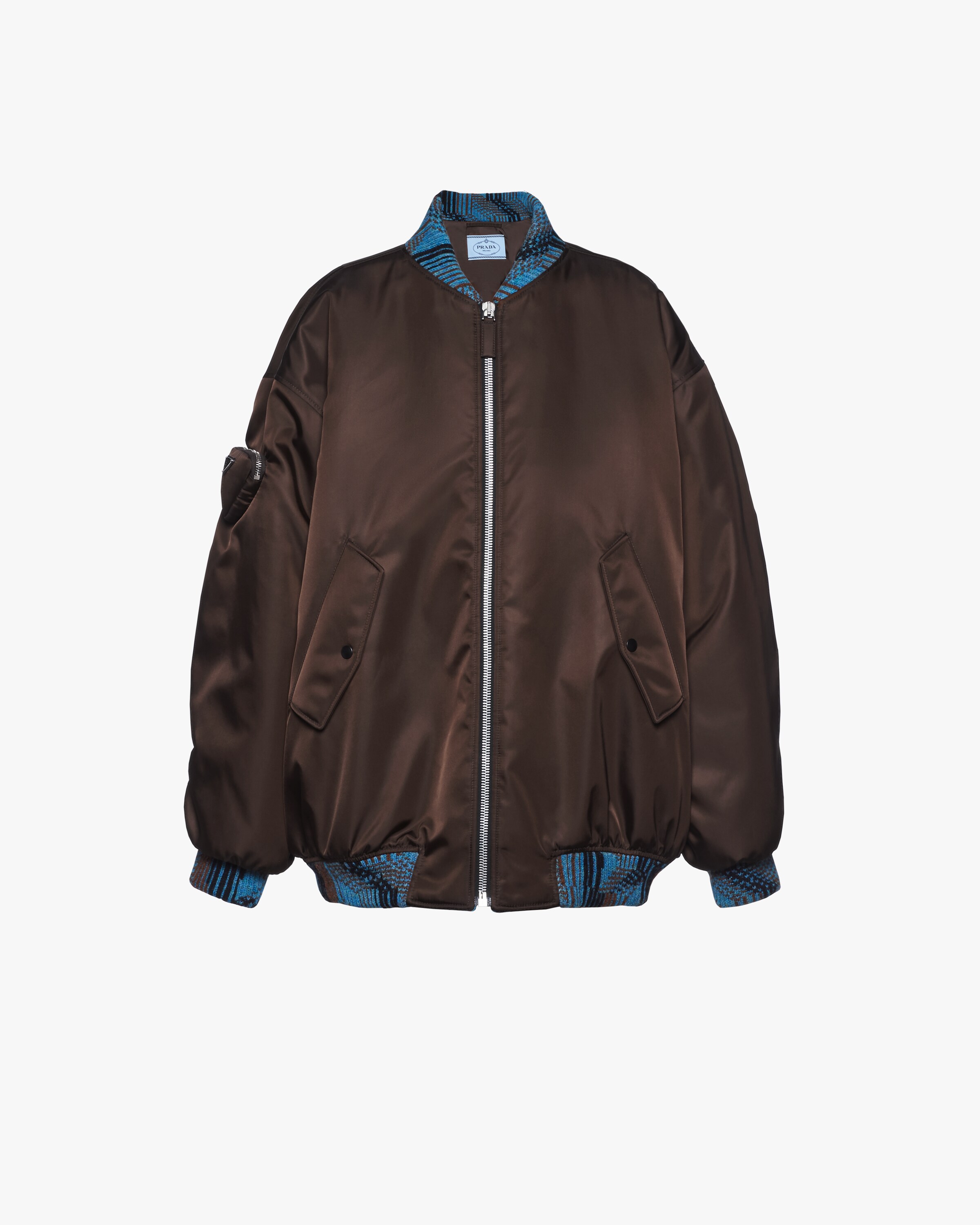 Dark Brown/light Blue Re-Nylon bomber jacket | Prada