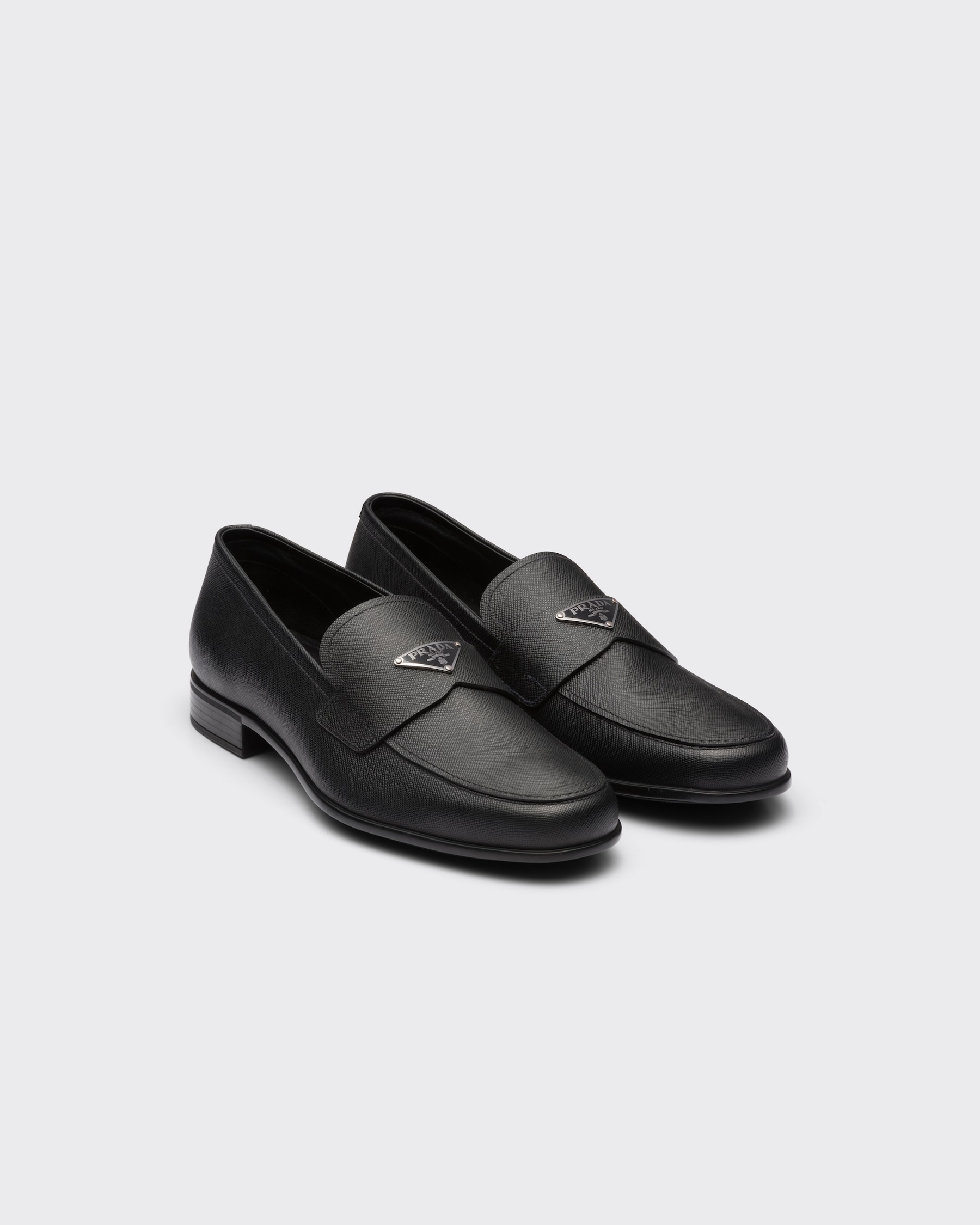 Black Saffiano Leather Loafers | PRADA