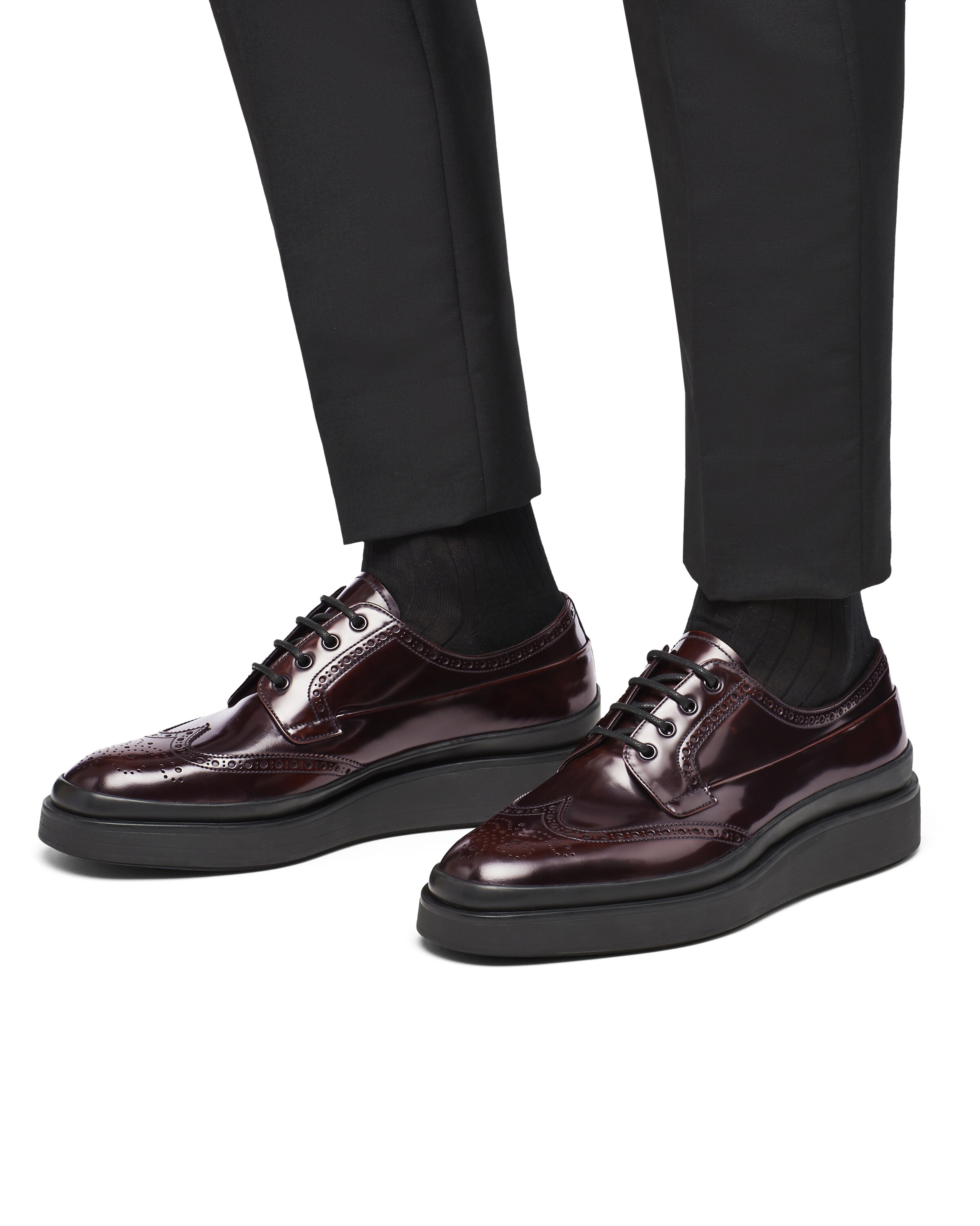 Cordovan Brushed Leather Derby Shoes | Prada