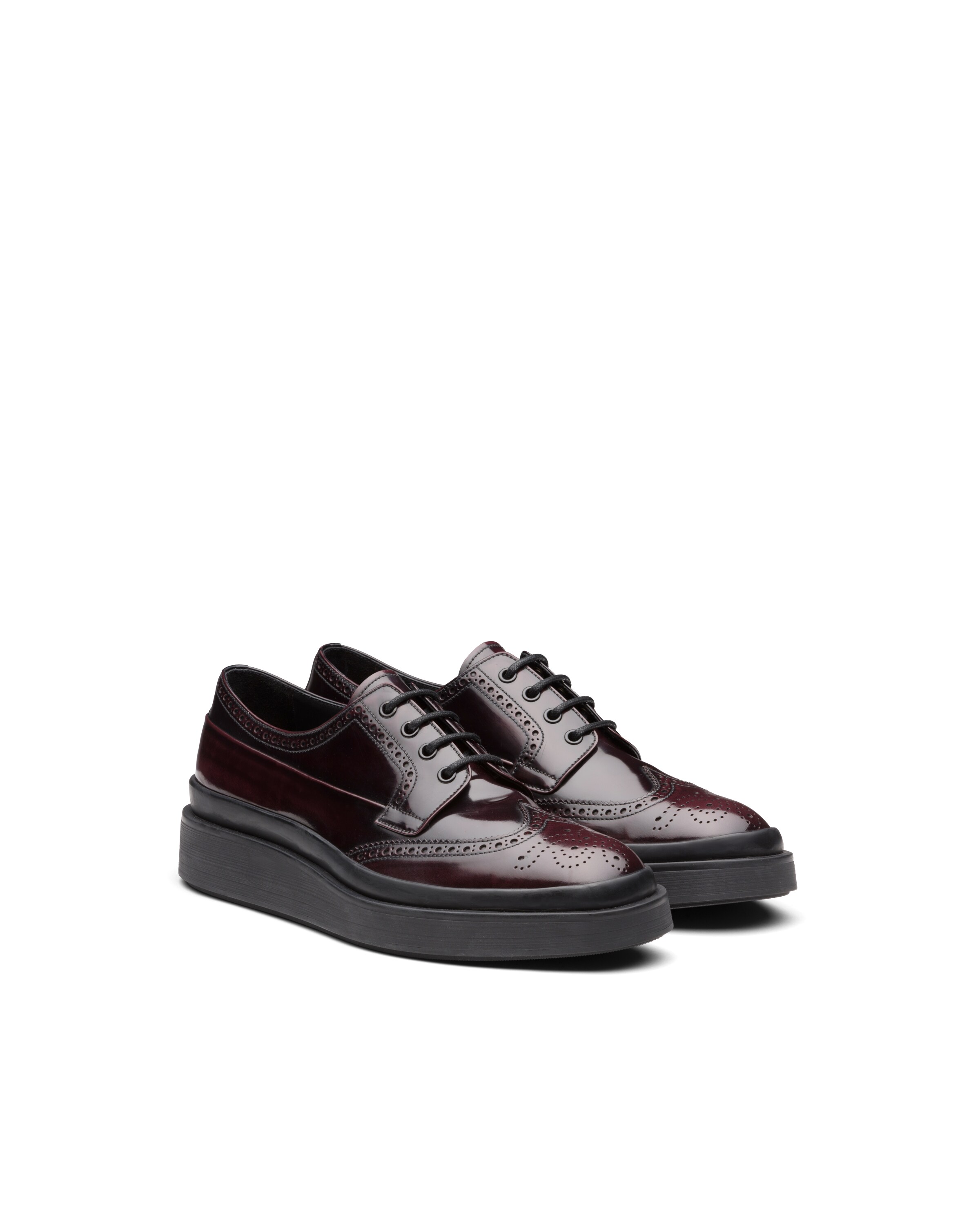 Cordovan Brushed Leather Derby Shoes | Prada