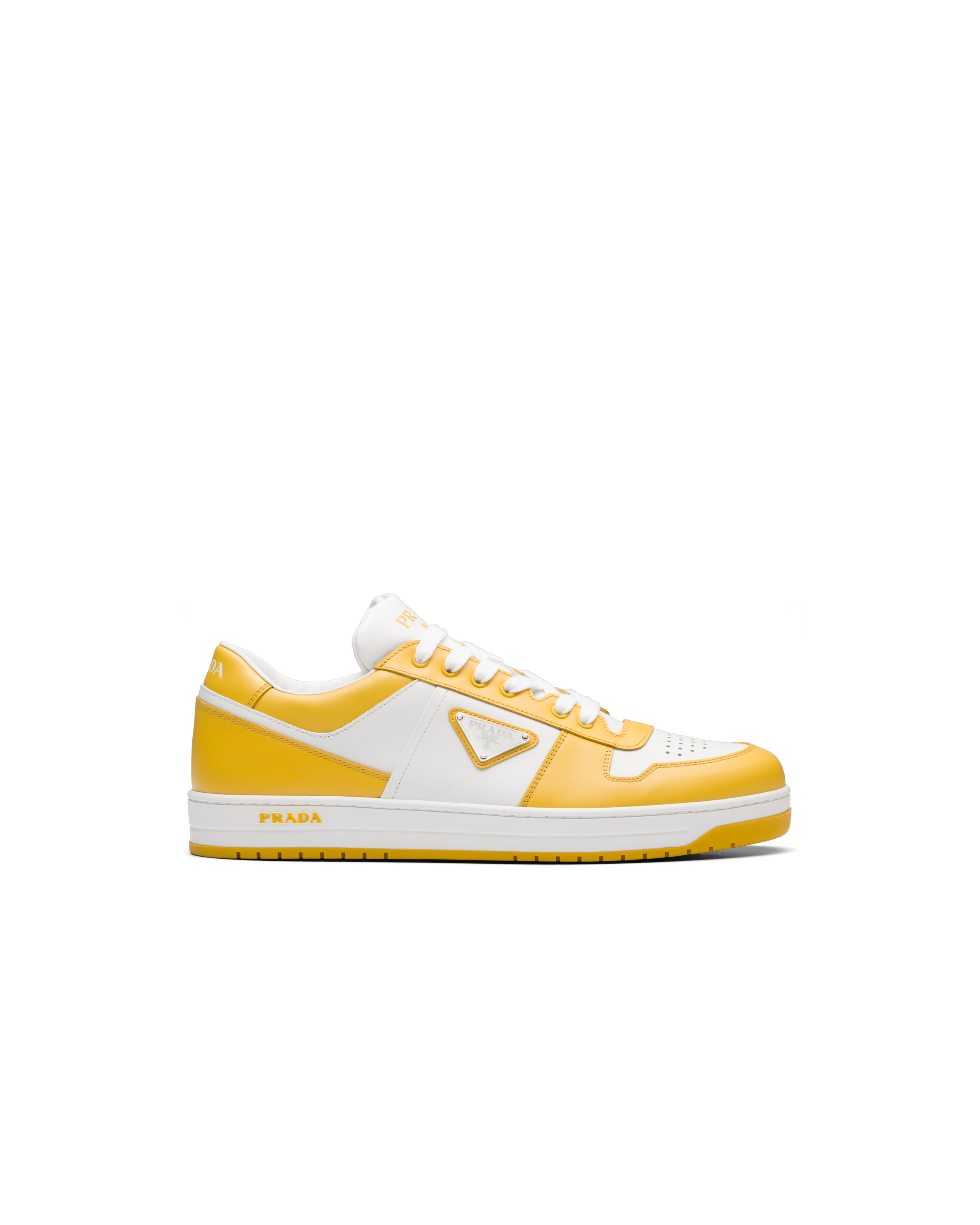 White/sun Downtown leather sneakers | Prada
