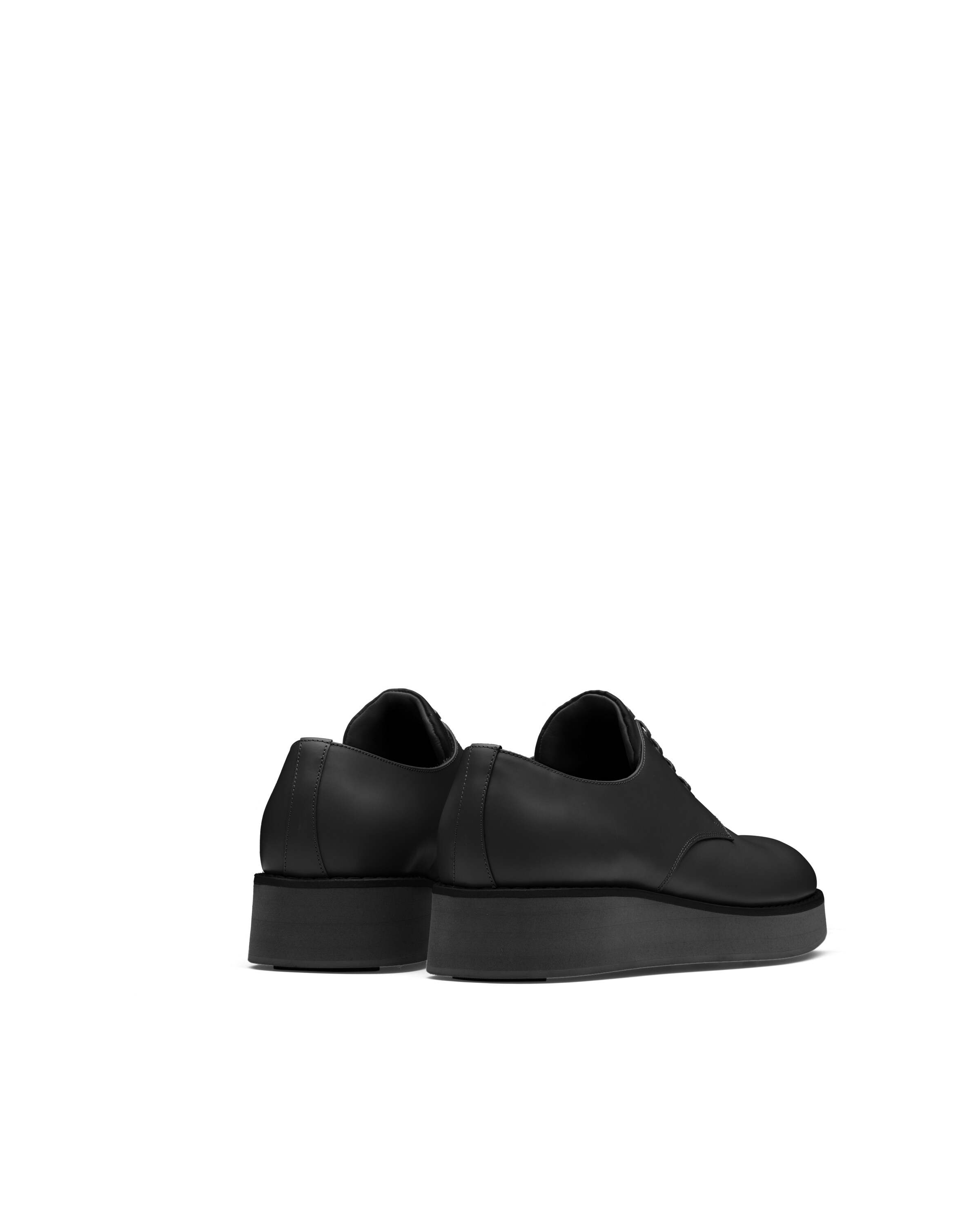 Black Brushed leather Derby shoes | Prada