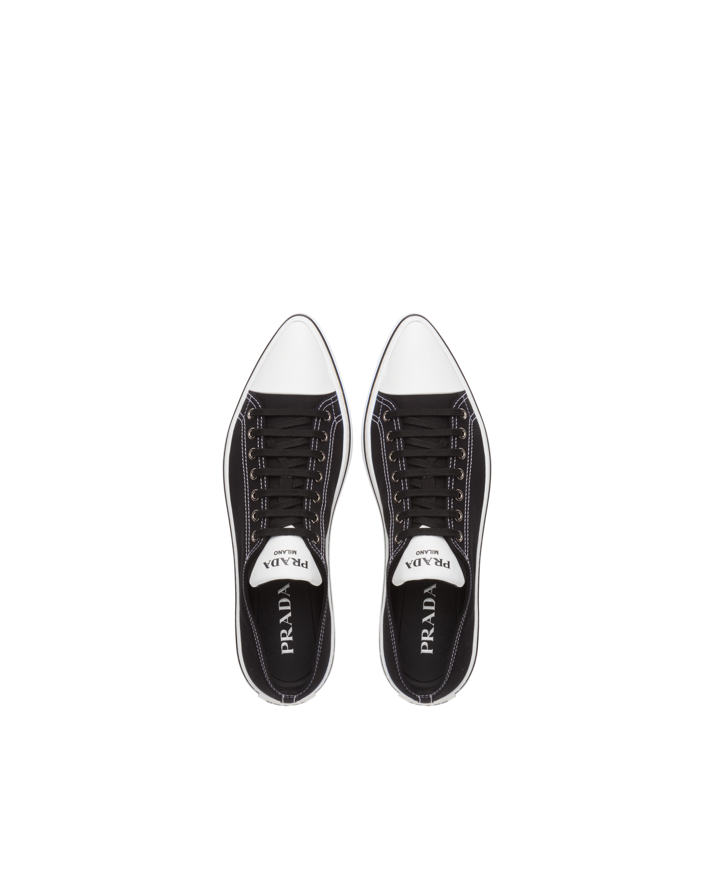 Black Cotton gabardine pointy sneakers | Prada