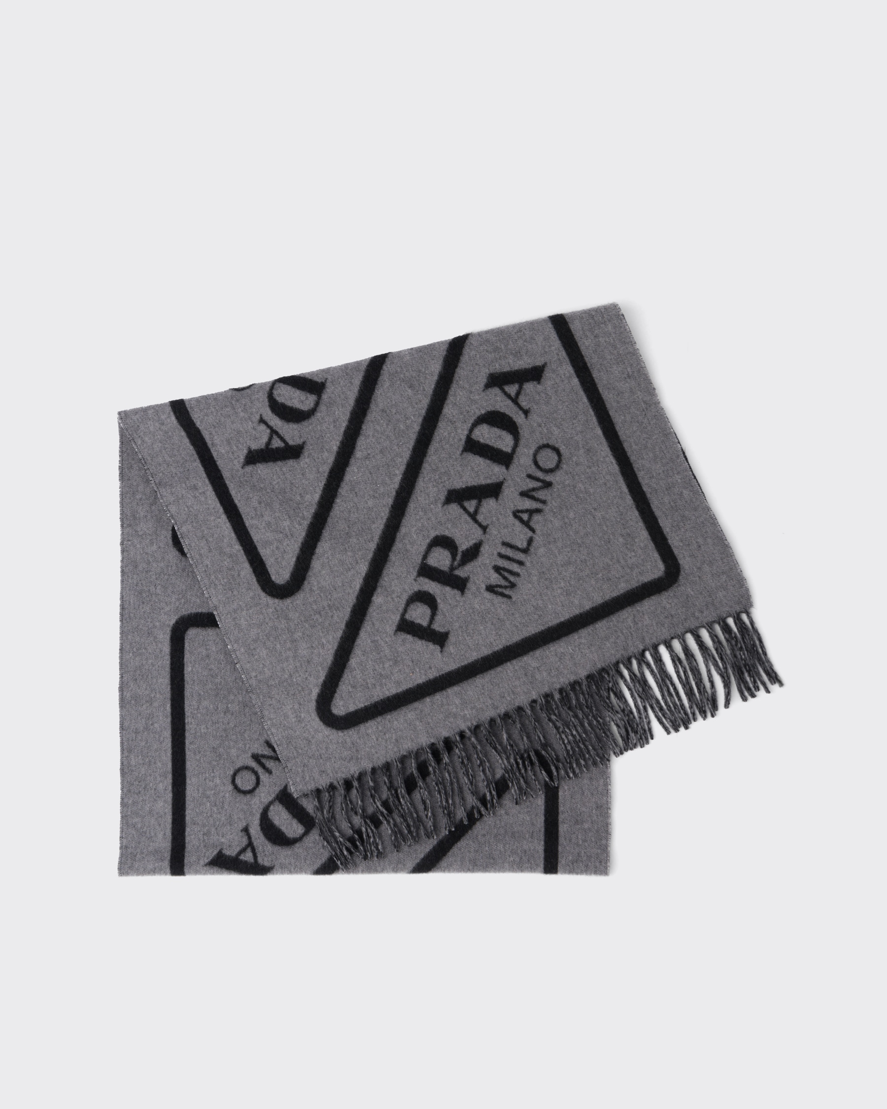 Black/gray Double Cashmere Scarf | PRADA