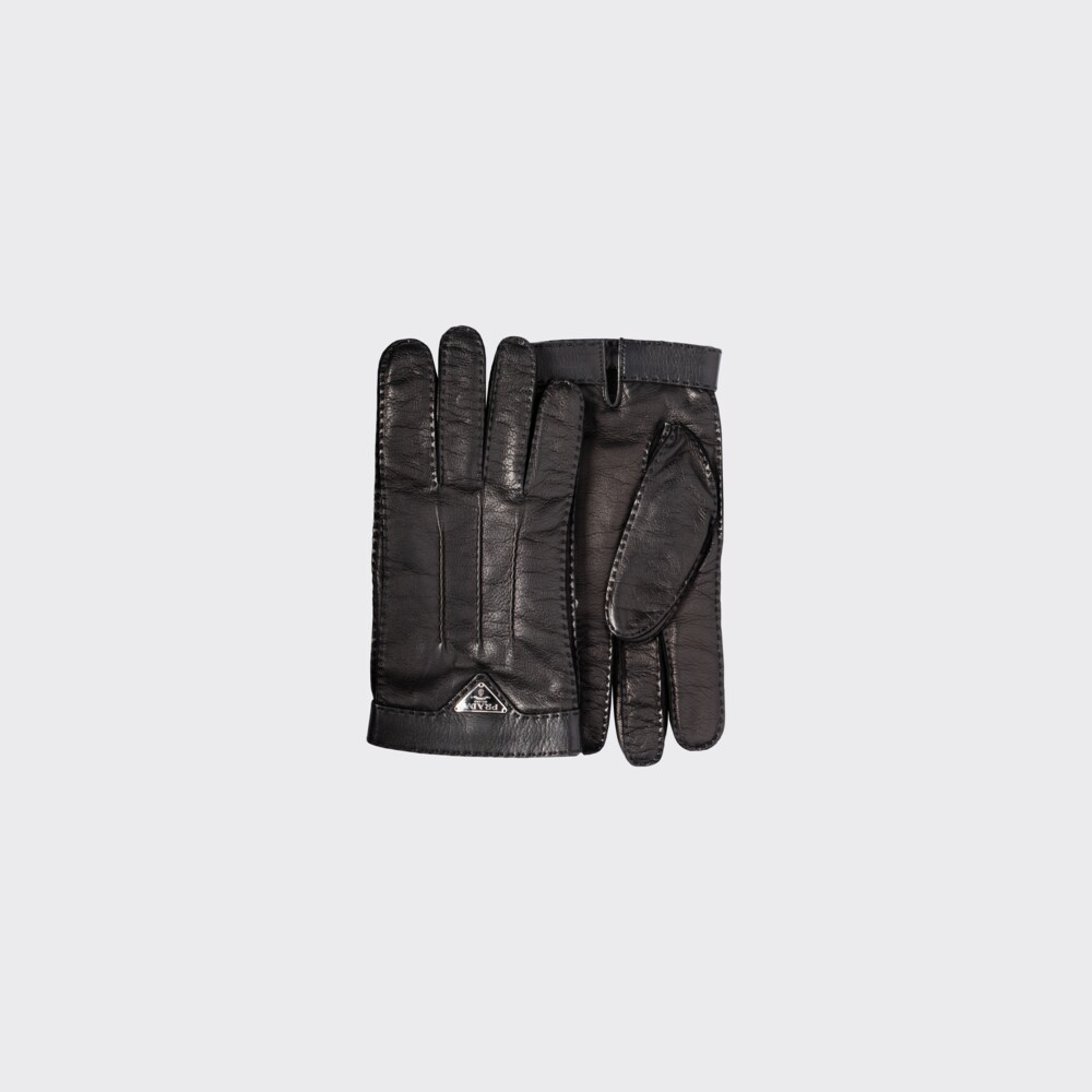 Black Leather Gloves | Prada